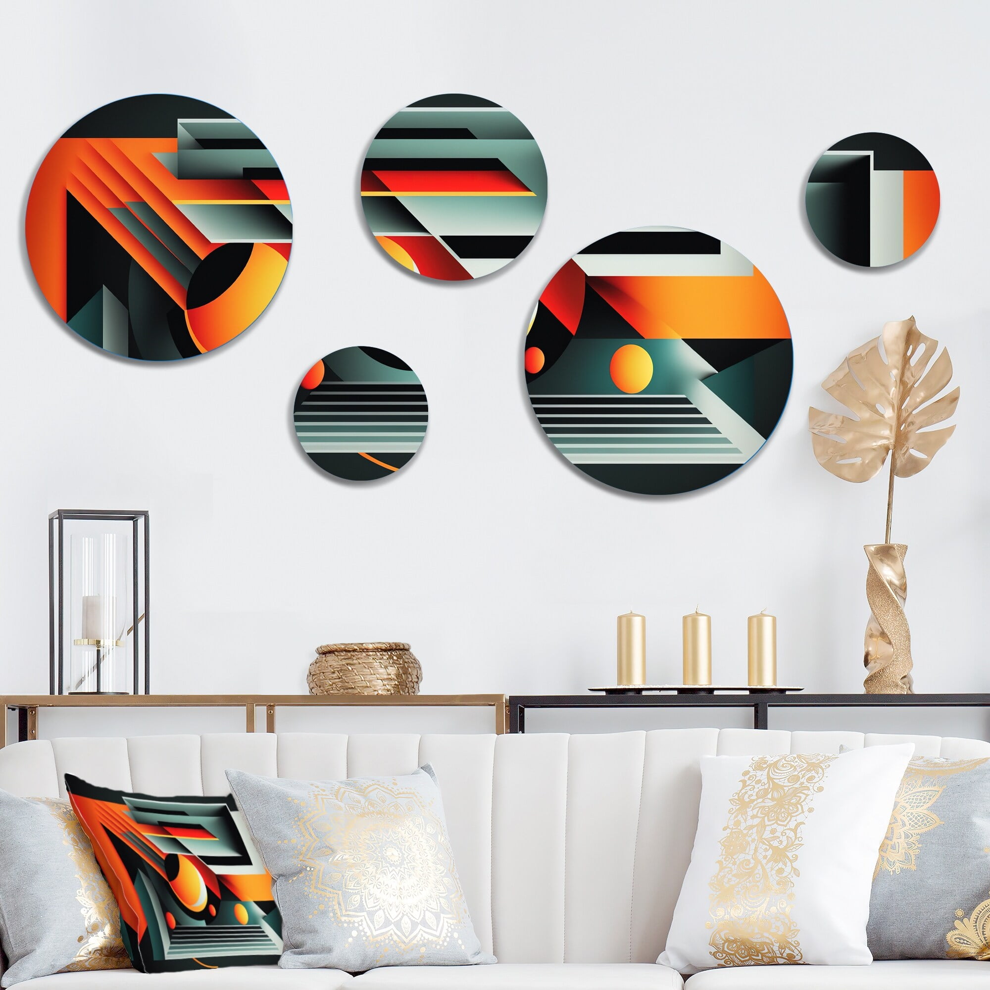 Designart "Retro Elementary Geometrics V" Modern Geometric Metal Wall ...