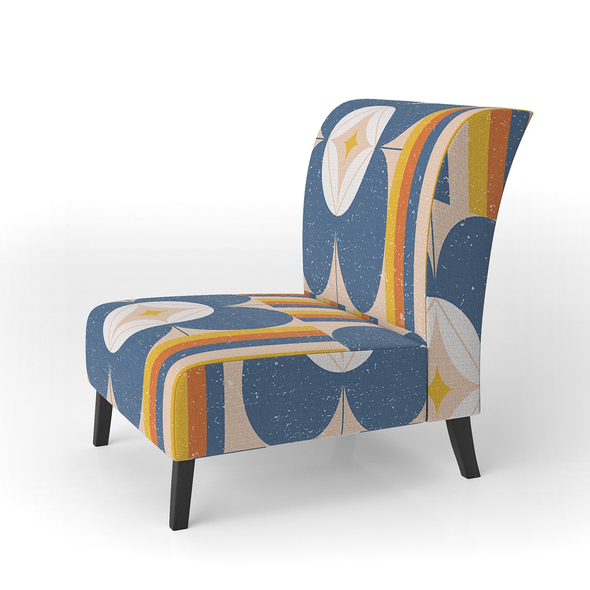 Designart "Retro Floral Pattern XI" Upholstered Mid-Century Accent ...