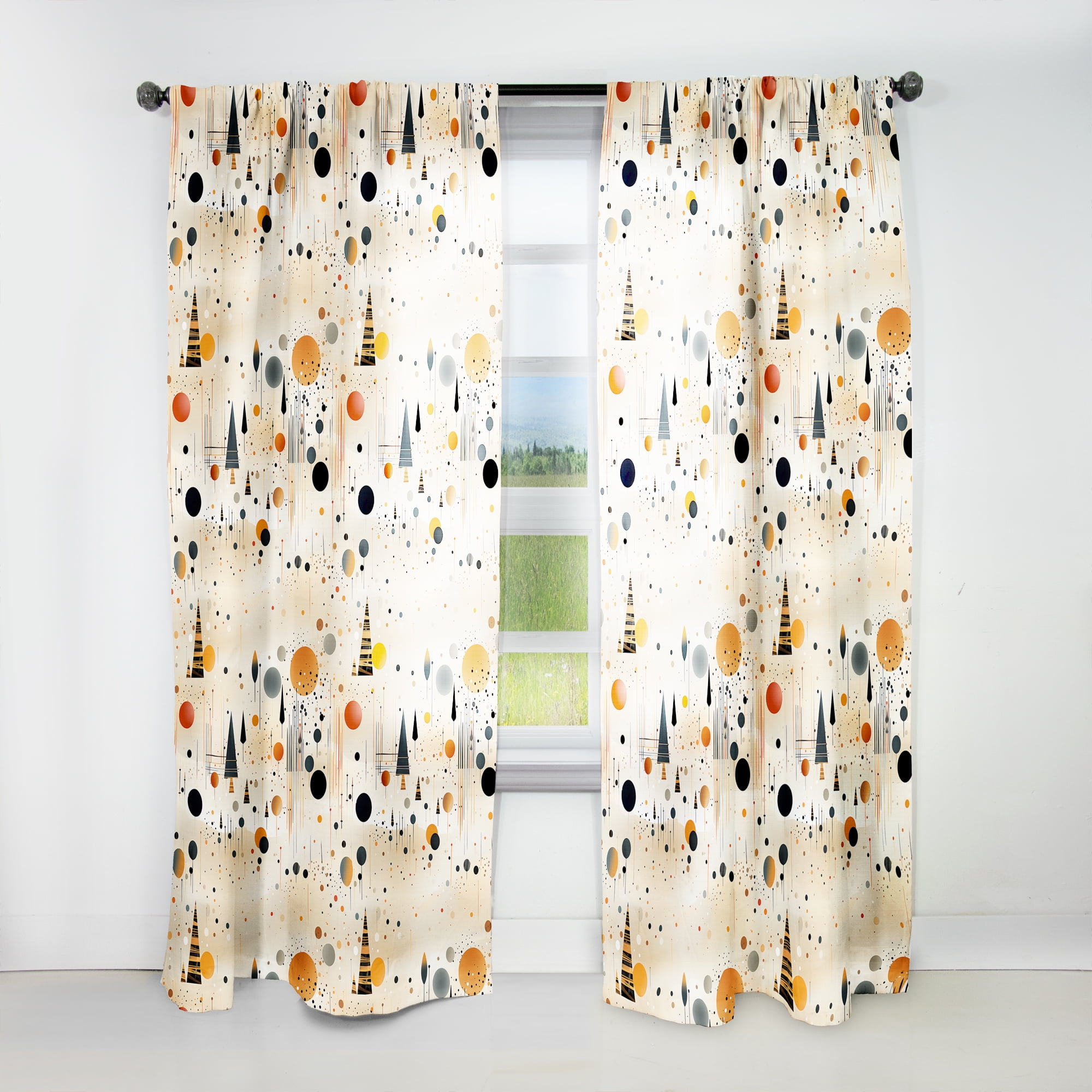 Designart "Retro Landscape In Grey And Yellow Polka Dots" Polka Dots ...