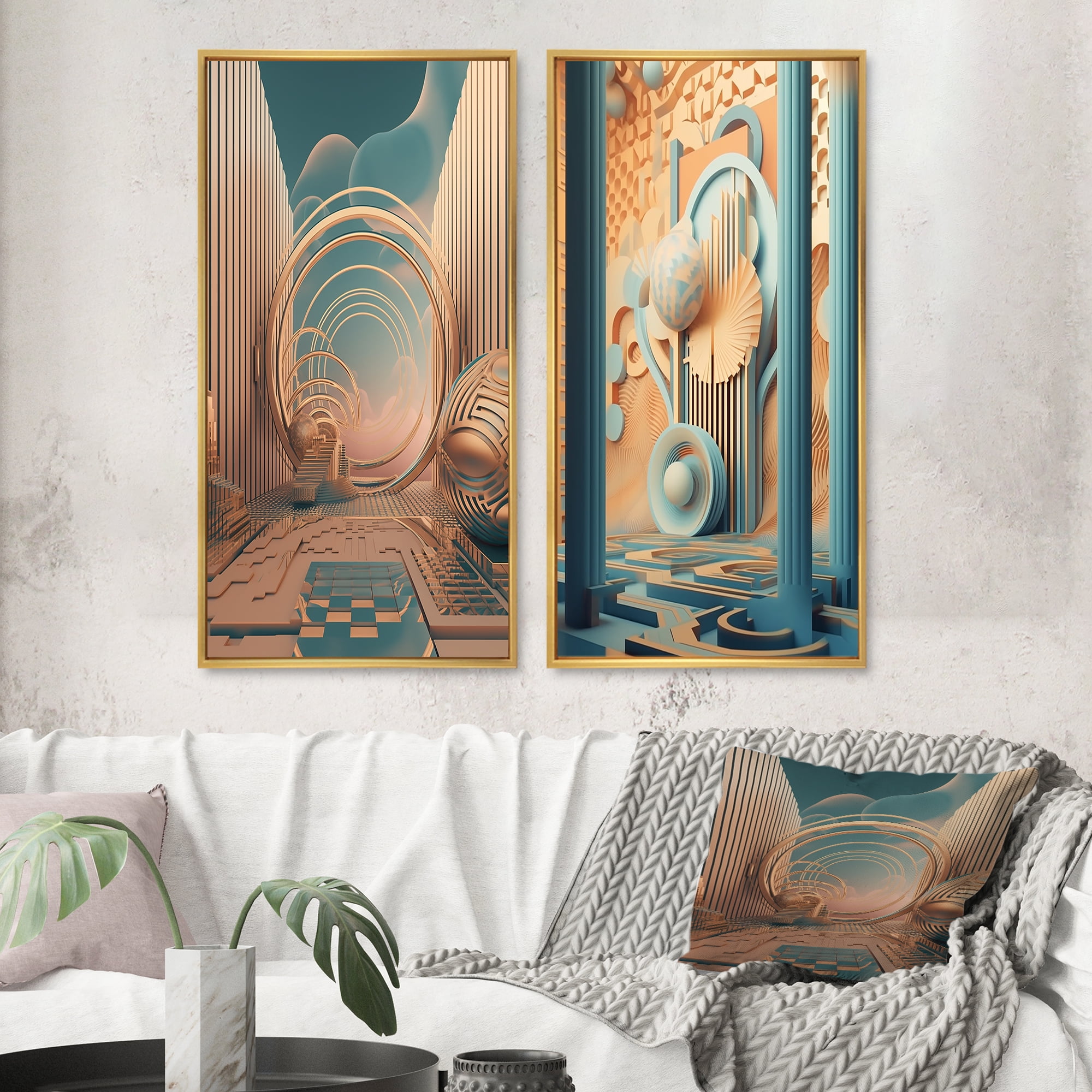 Designart "Retro Minimalism Future Folklore III" Abstract Landscape ...