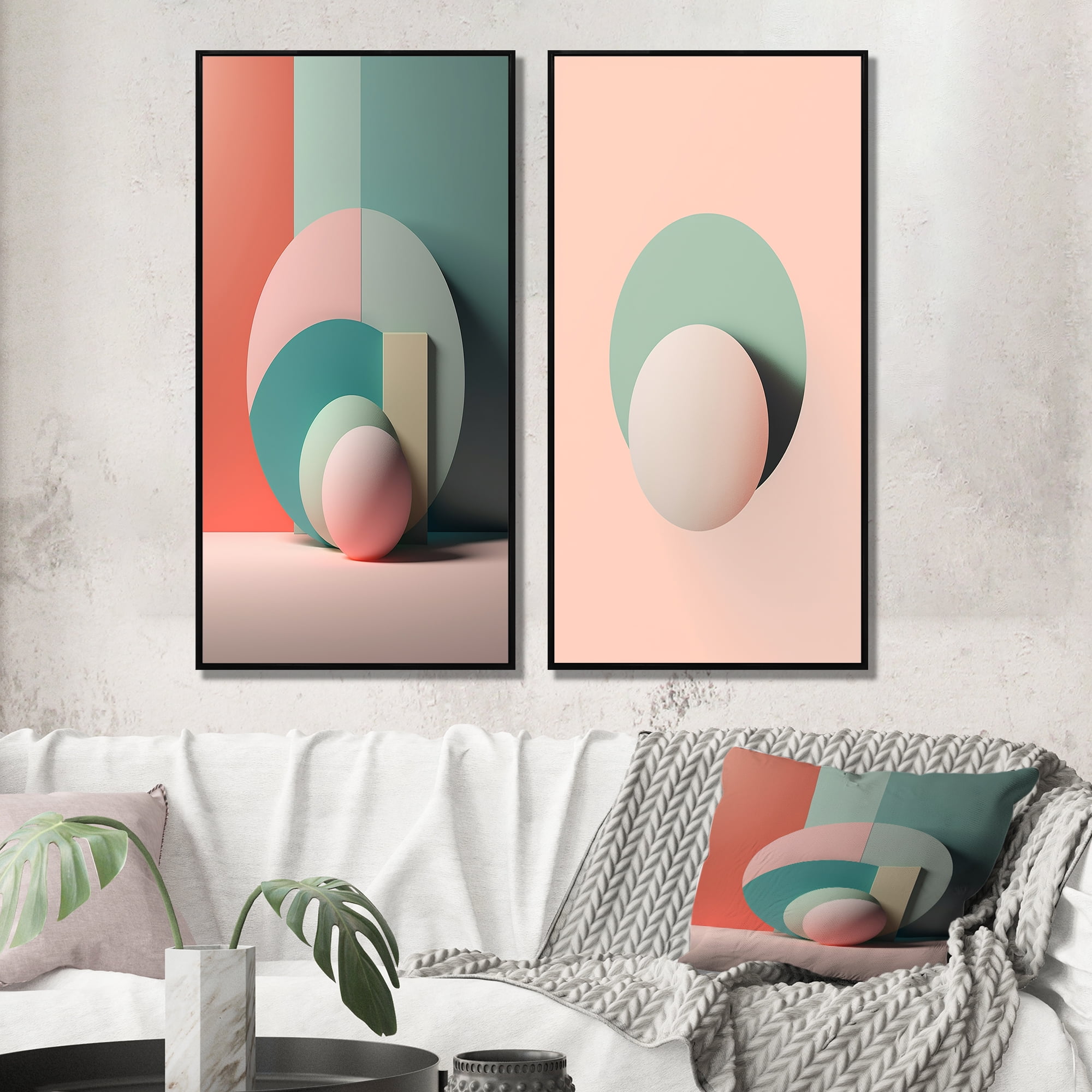 Designart "Retro Minimalism in Pink Geometric Dreaming III" Modern ...