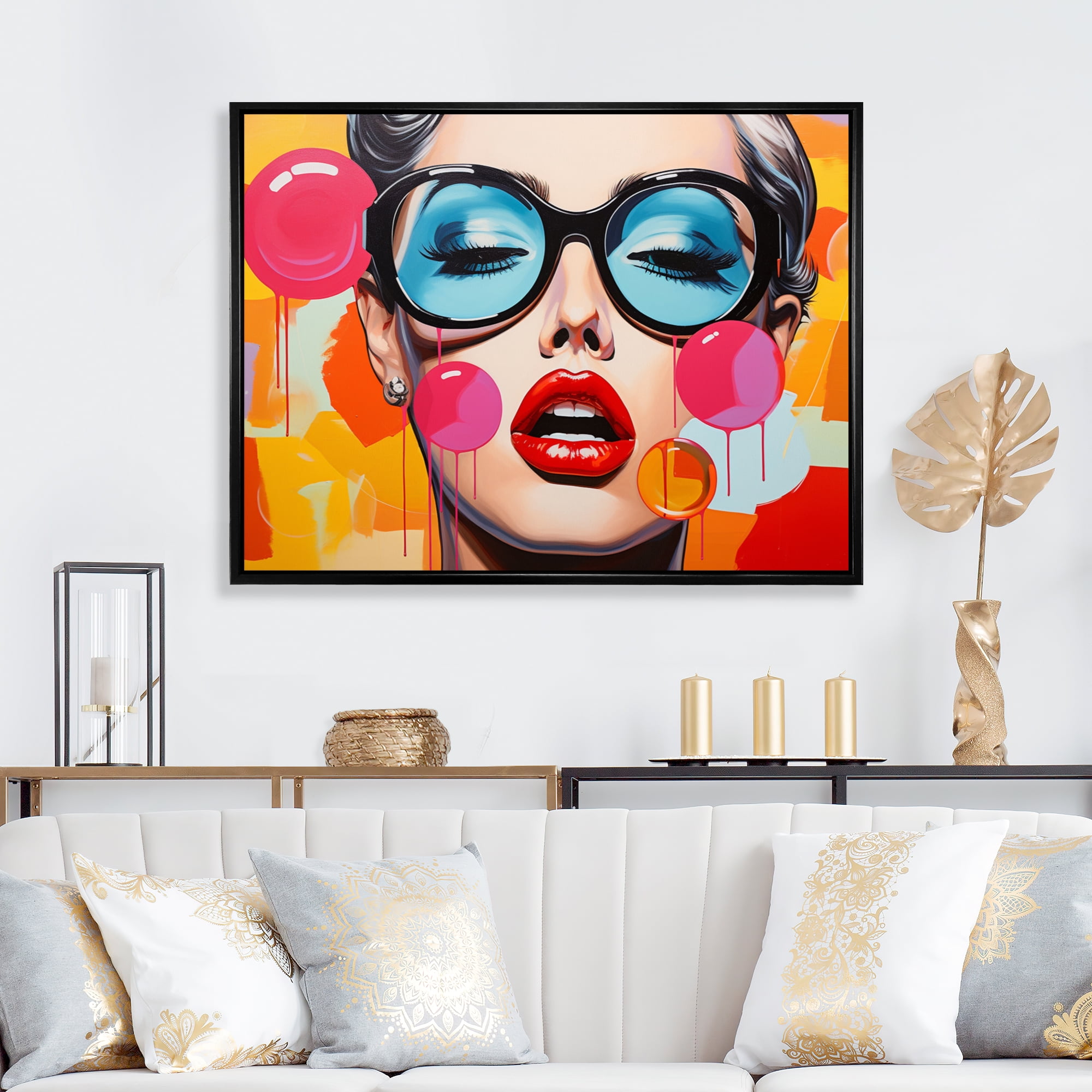Designart "Retro Portrait Pop Art Bubble Vibes II" People Floater ...