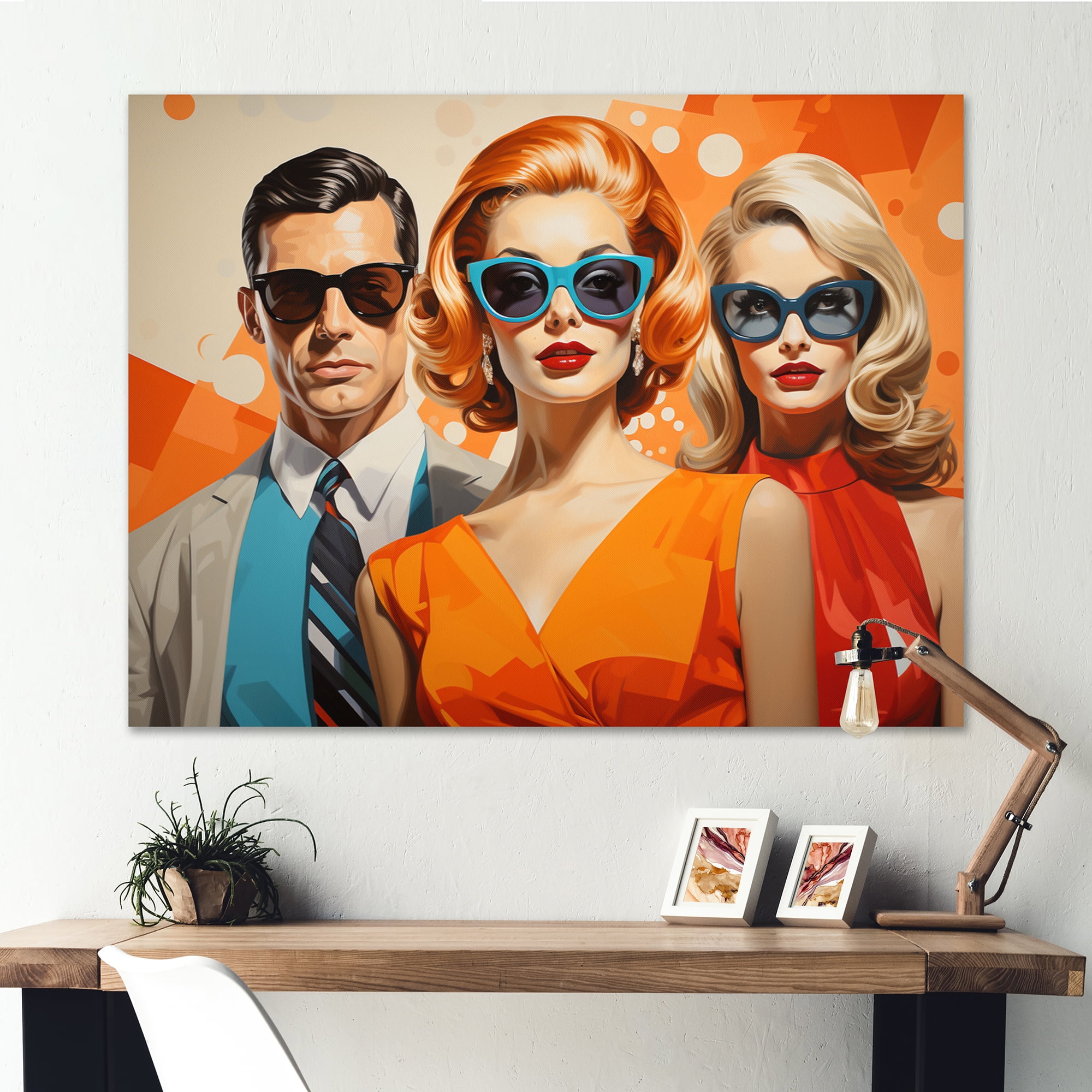 Designart "Retro Portraits Mid Century Orange Nostalgia II" Fashion ...