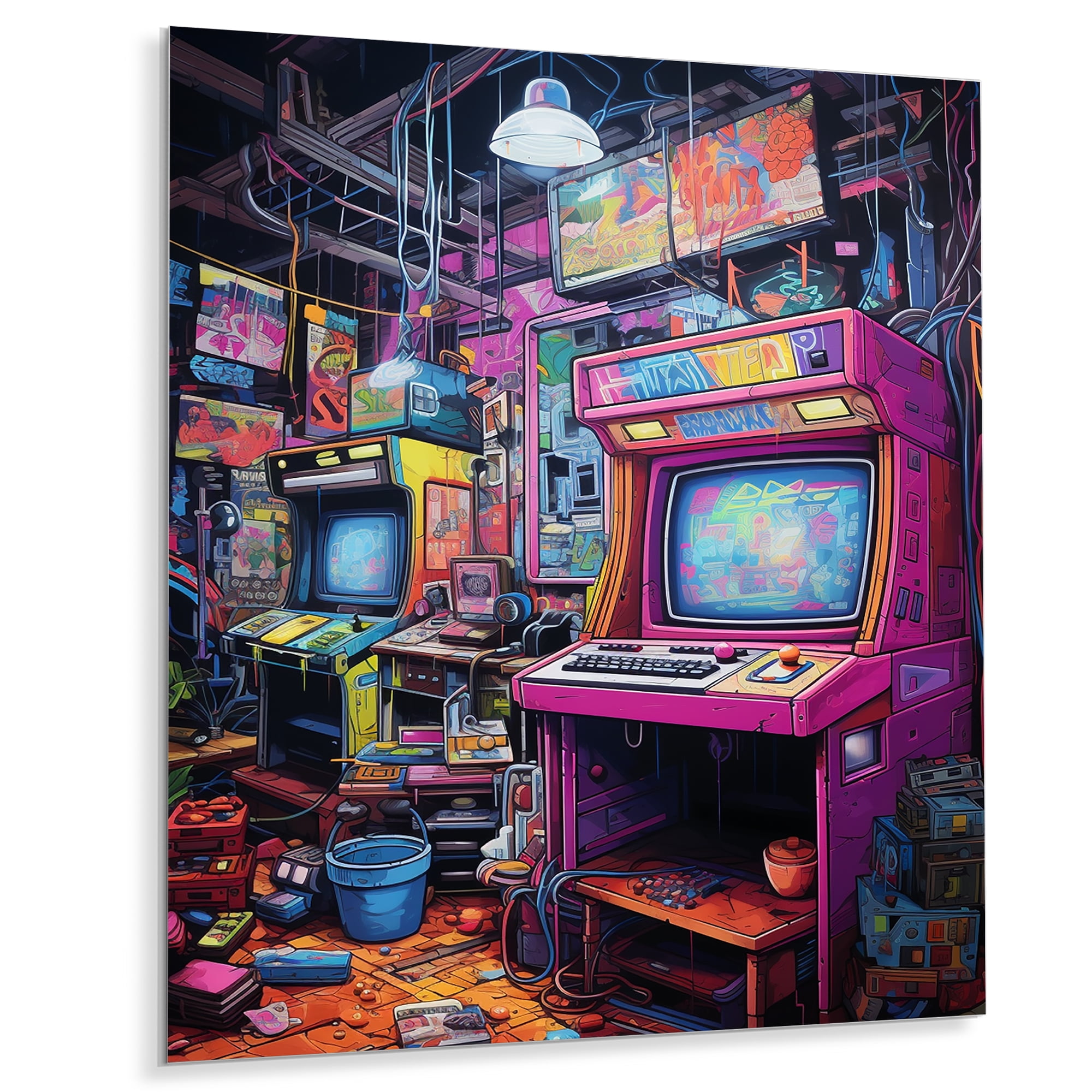 Designart "Retro Reload Purple and Blue Video Game Nostalgia" Video ...