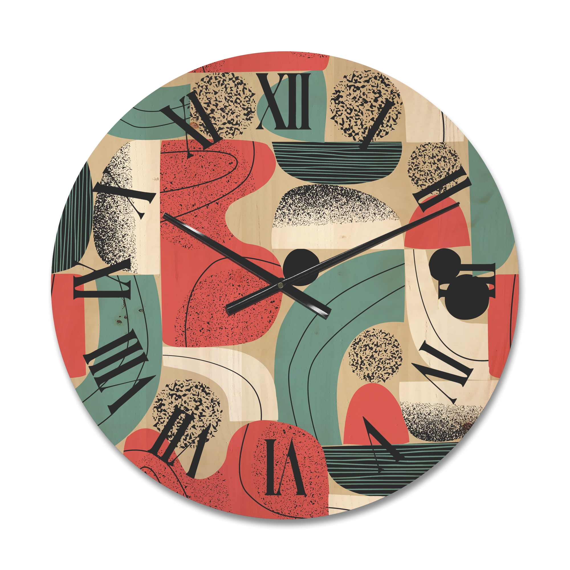 Designart 'Retro Shapes With Abstract Moons and Suns III' Modern Wood ...