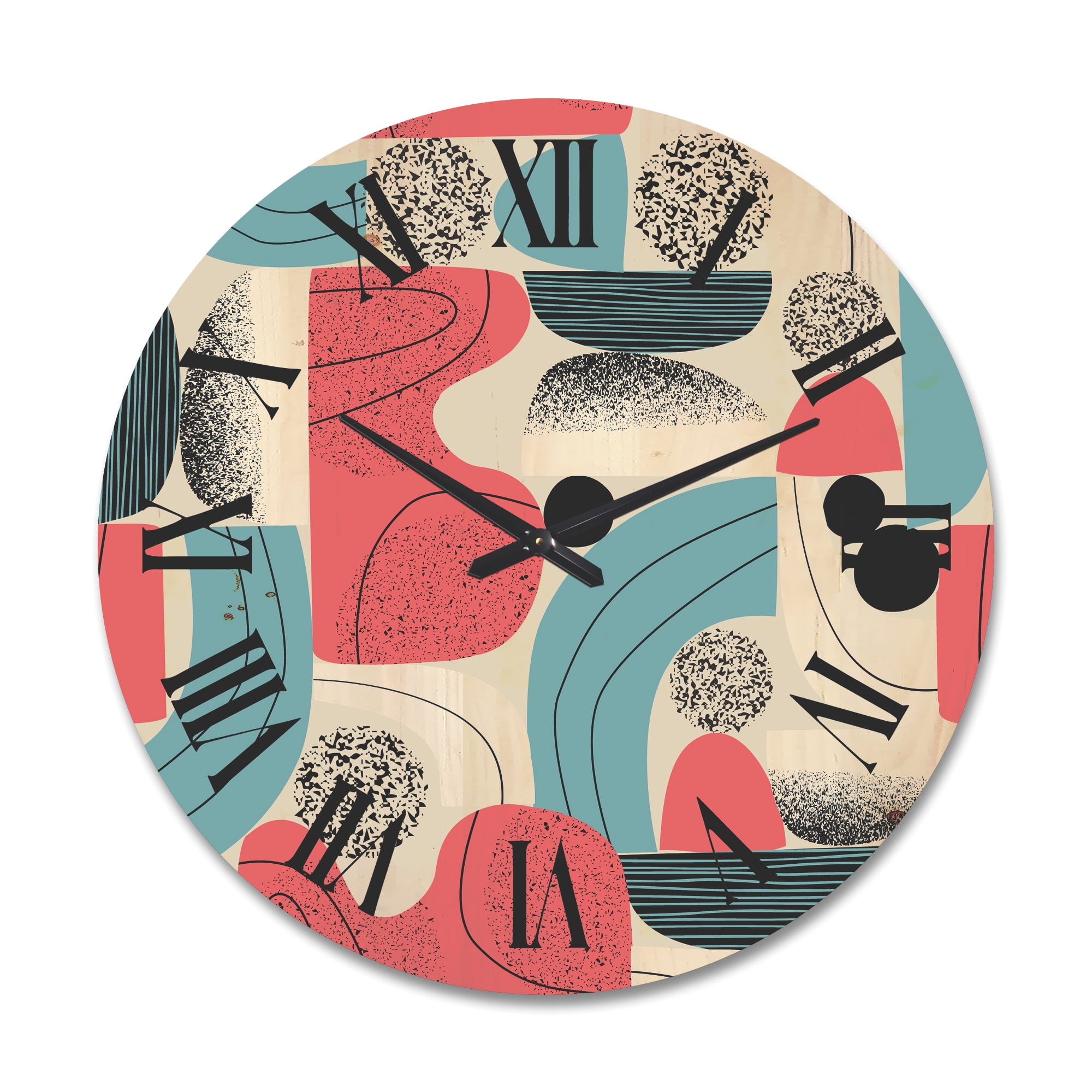 Designart 'Retro Shapes With Abstract Moons and Suns III' Modern Wood ...