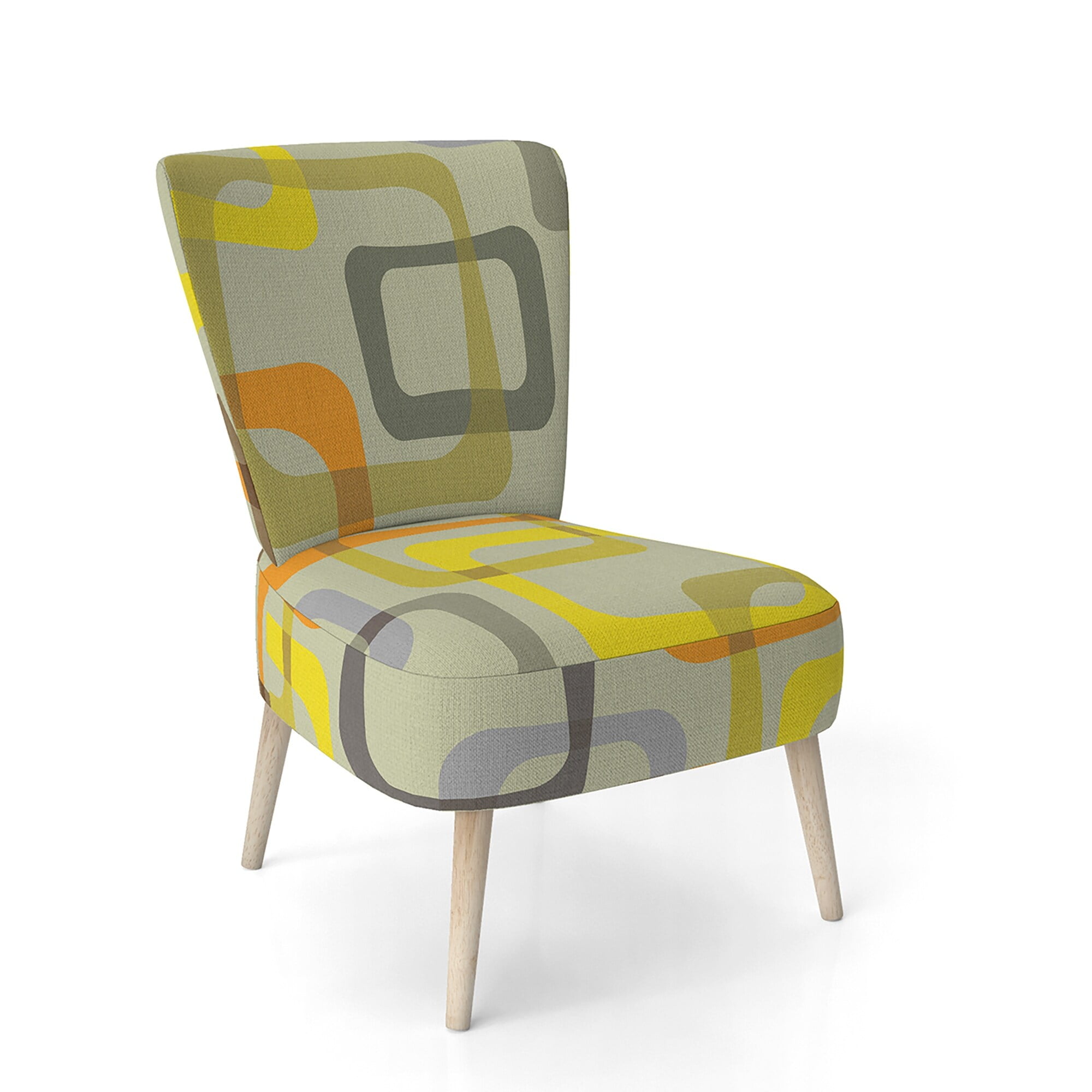 Designart "Retro Square Design VII" Upholstered Mid-Century Accent ...