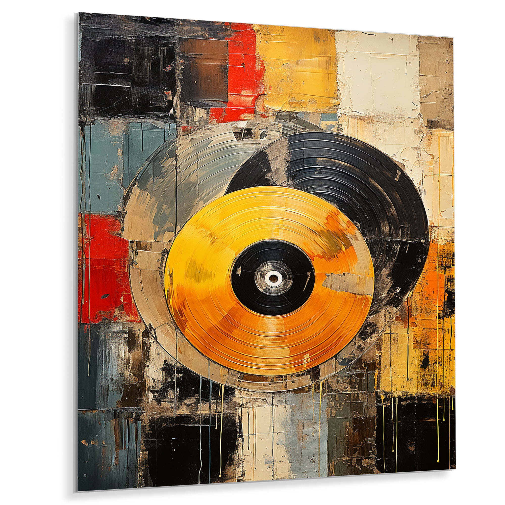Designart "Retro Vibes in Colorful Vinyl I" Vinyl Records Metal Wall ...