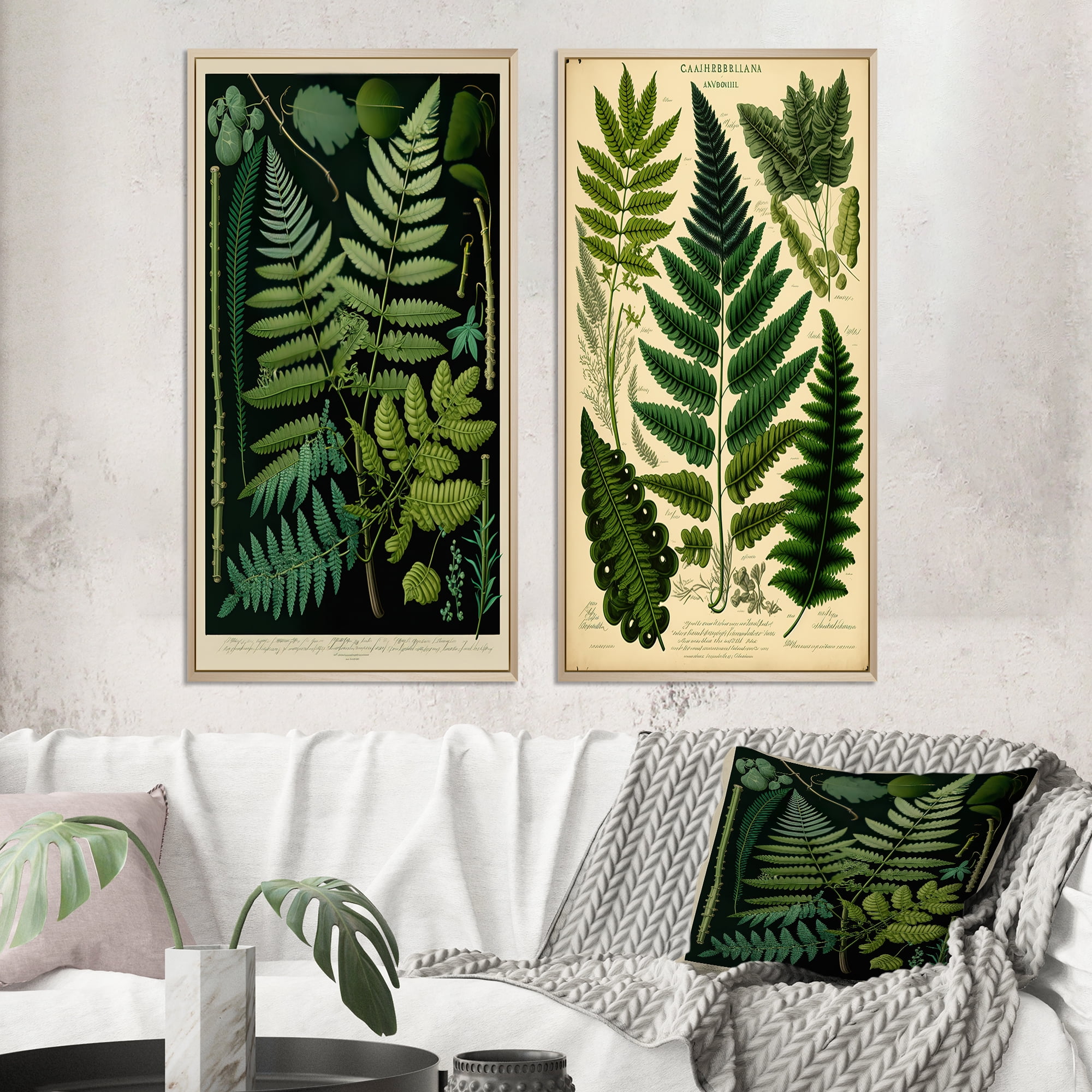 Designart "Retro Victorian Chart Featuring Fern I" Floral Ferns Framed ...