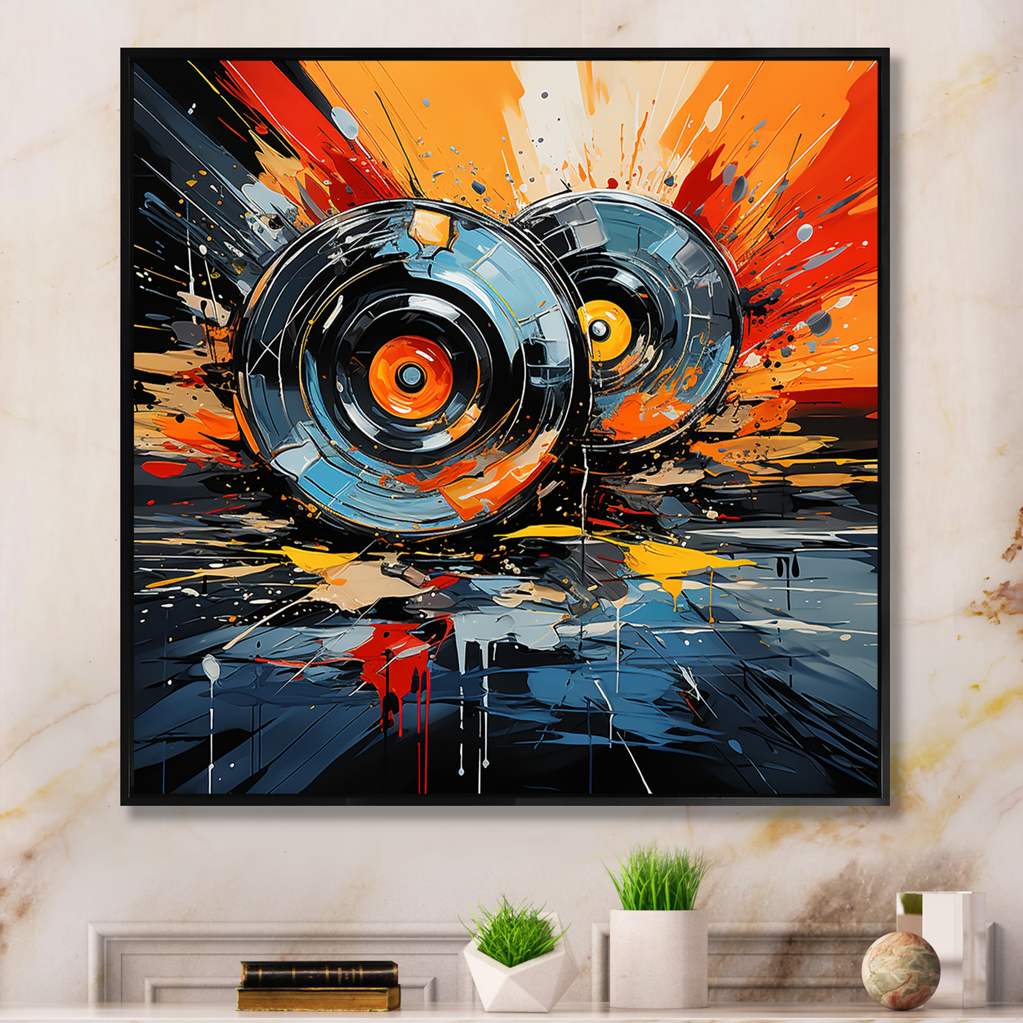Designart "Retro Vinyl Music Serenade II" Fashion Framed Wall Art ...
