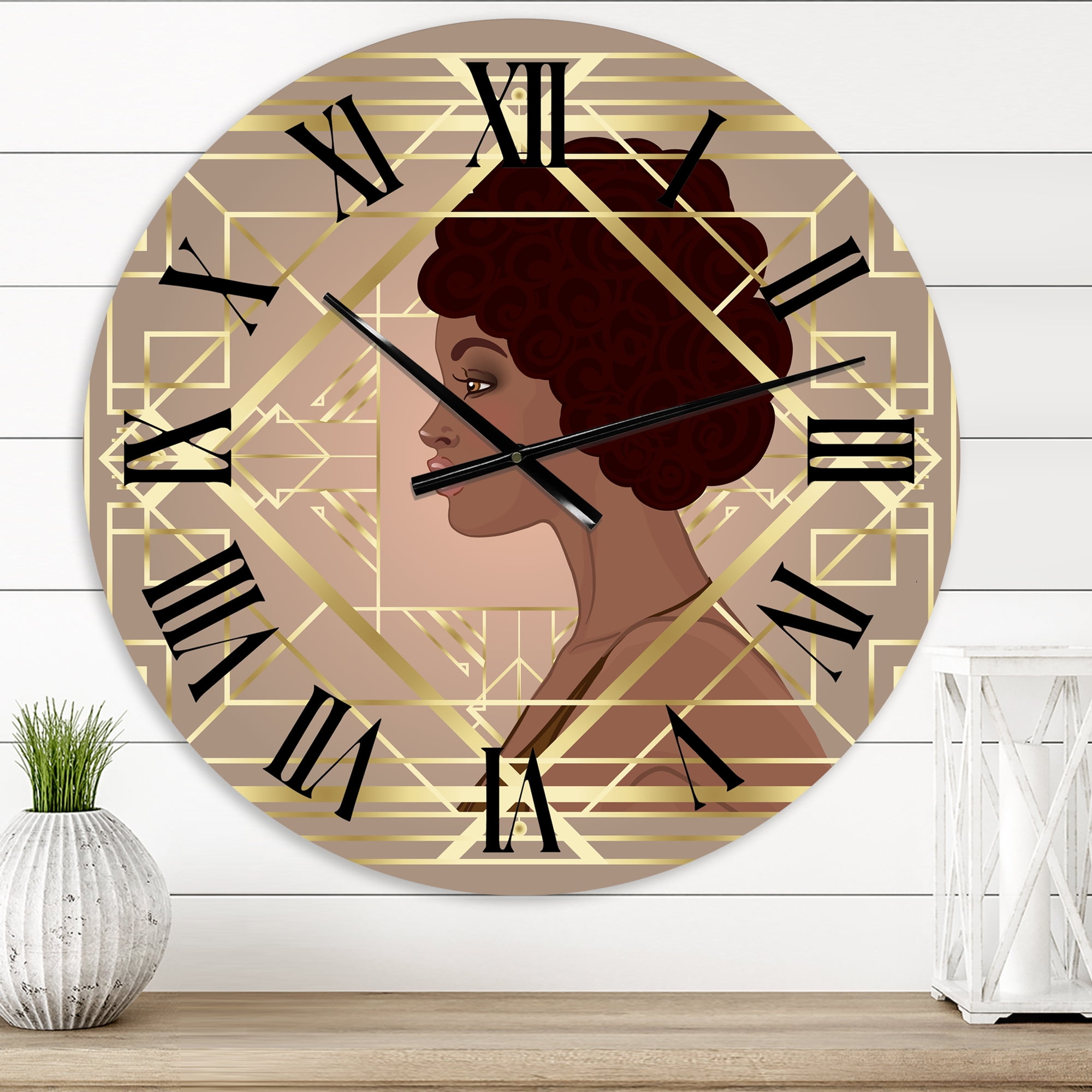 Designart 'Retro Women In Golden Art Deco Geometrics Ii' Modern Wall ...