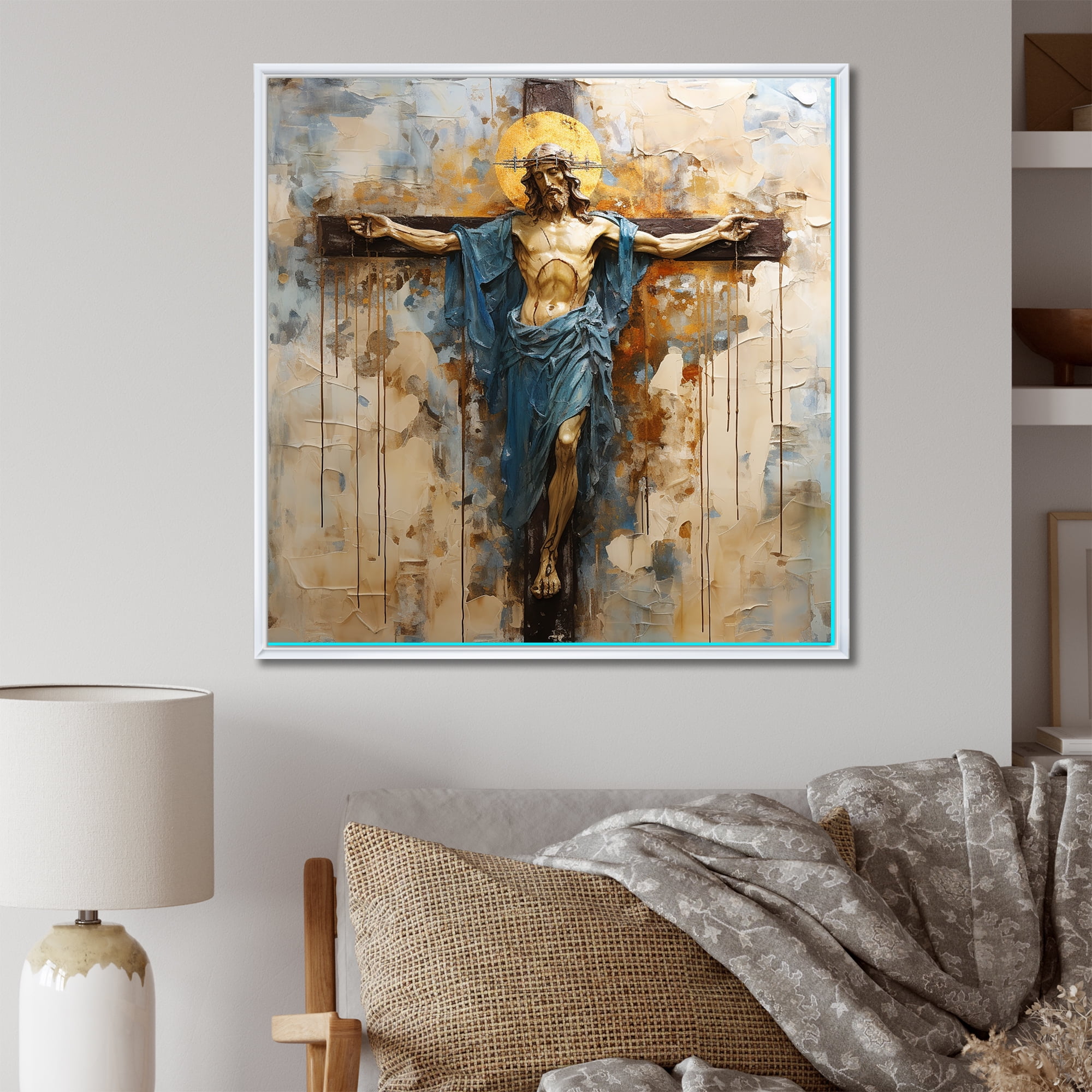 Designart "Reverent Christian Minimalism I" Religious Landscape Floater ...