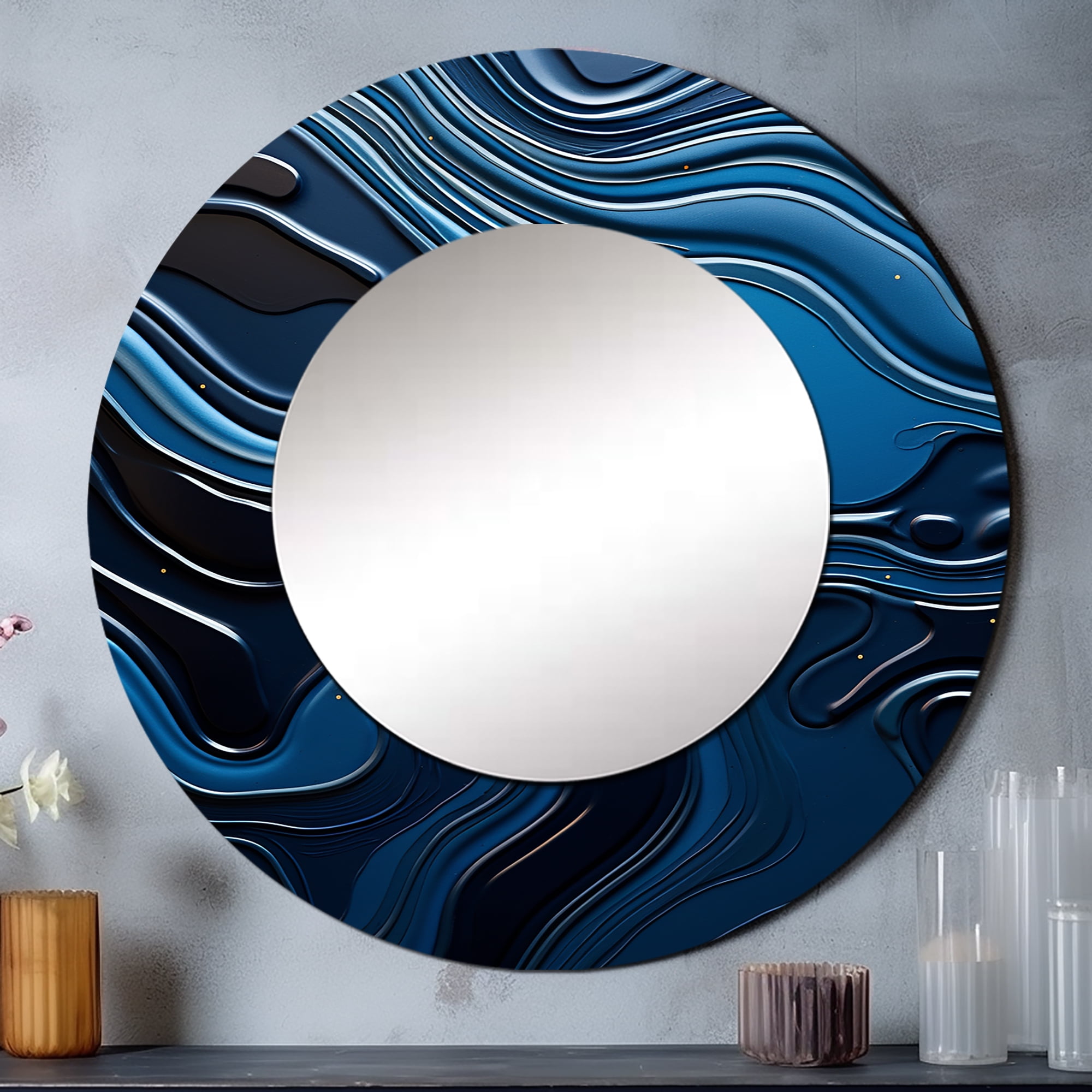 Designart "Reverie Of Dreamy Blue Ristretto" Abstract Shapes Blue Large ...