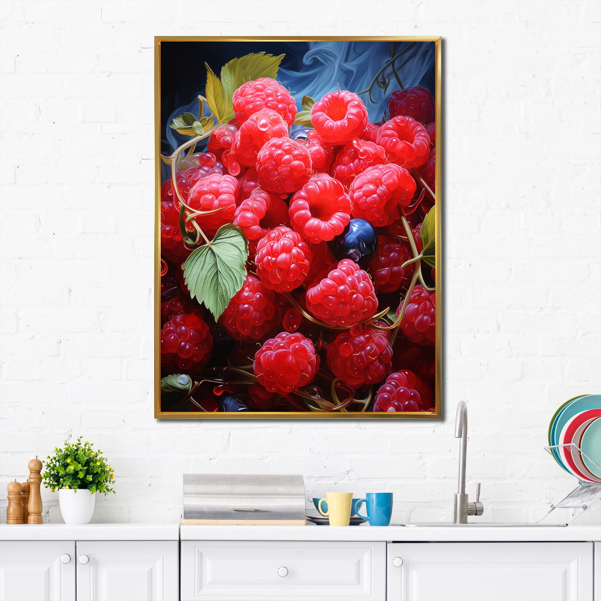 Designart "Rhapsody Expressive Fruit Raspberry wall decor" Farmhouse ...