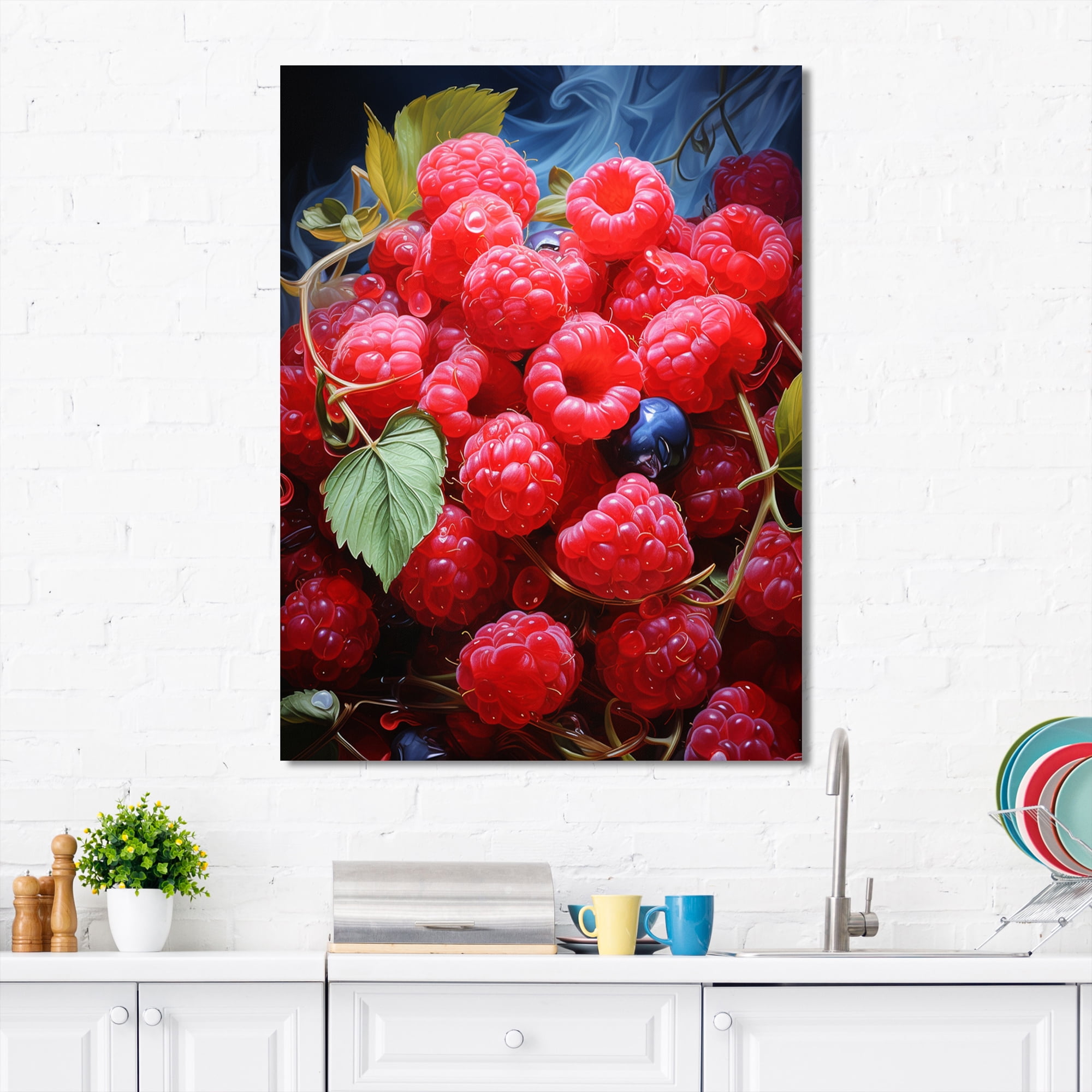 Designart "Rhapsody Expressive Fruit Raspberry wall decor" Farmhouse ...