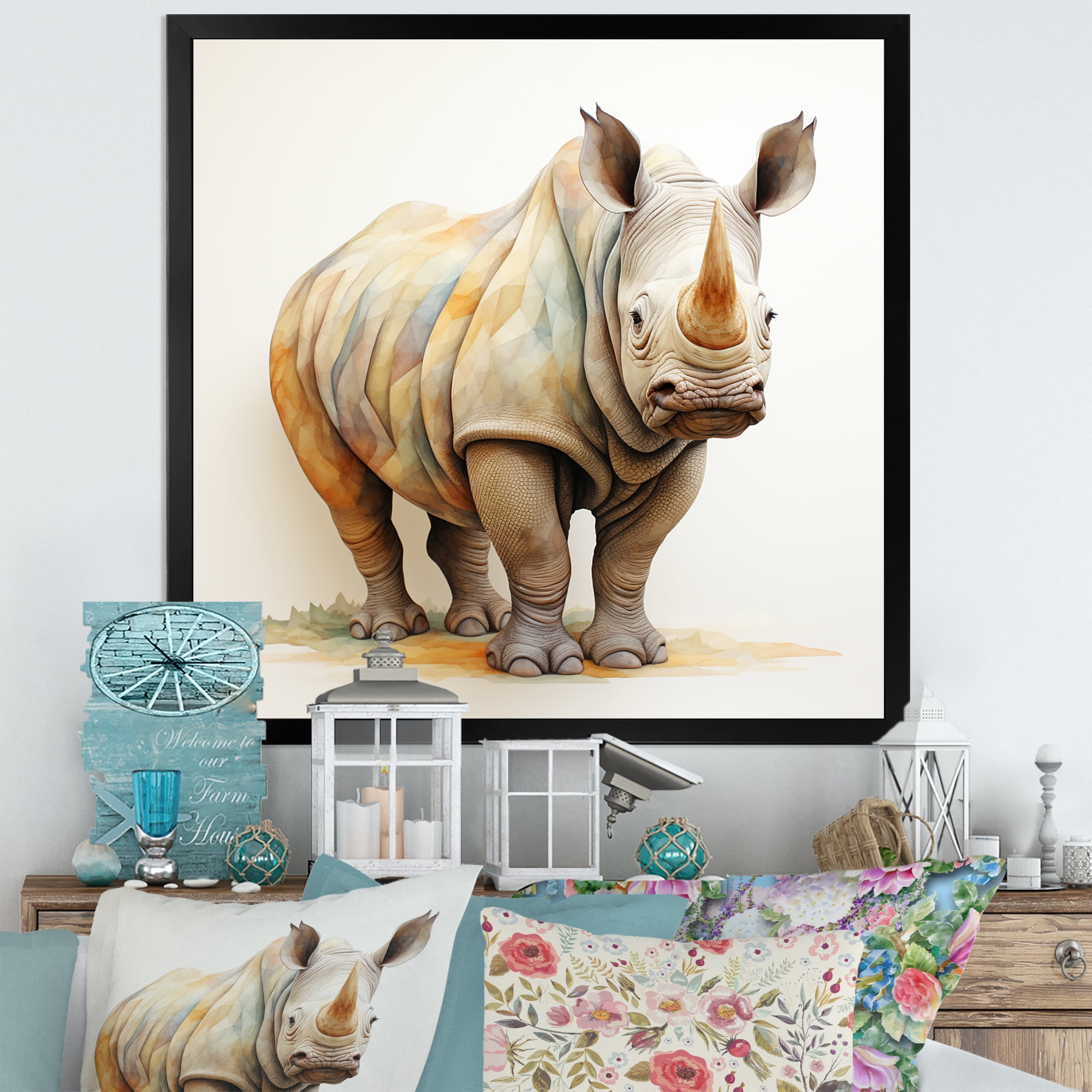 Designart "Rhinoceros in Africa Majestic Safari Beauty II" Animals ...