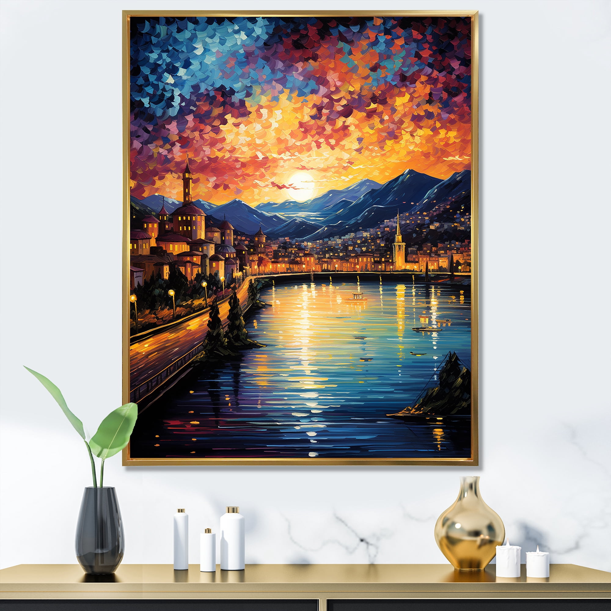 Designart "Rhone River under Starry Night in France I" Landscapes ...