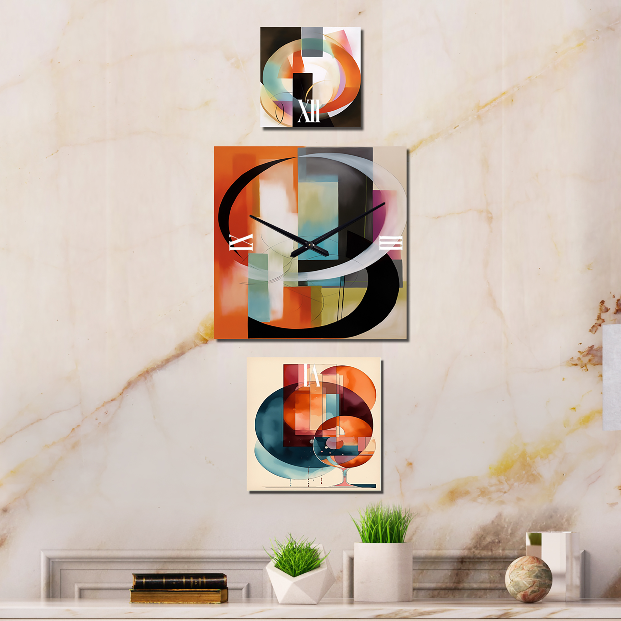 Designart "Rhythmic Geometry in Orange III" Geometric Oversized Wall ...
