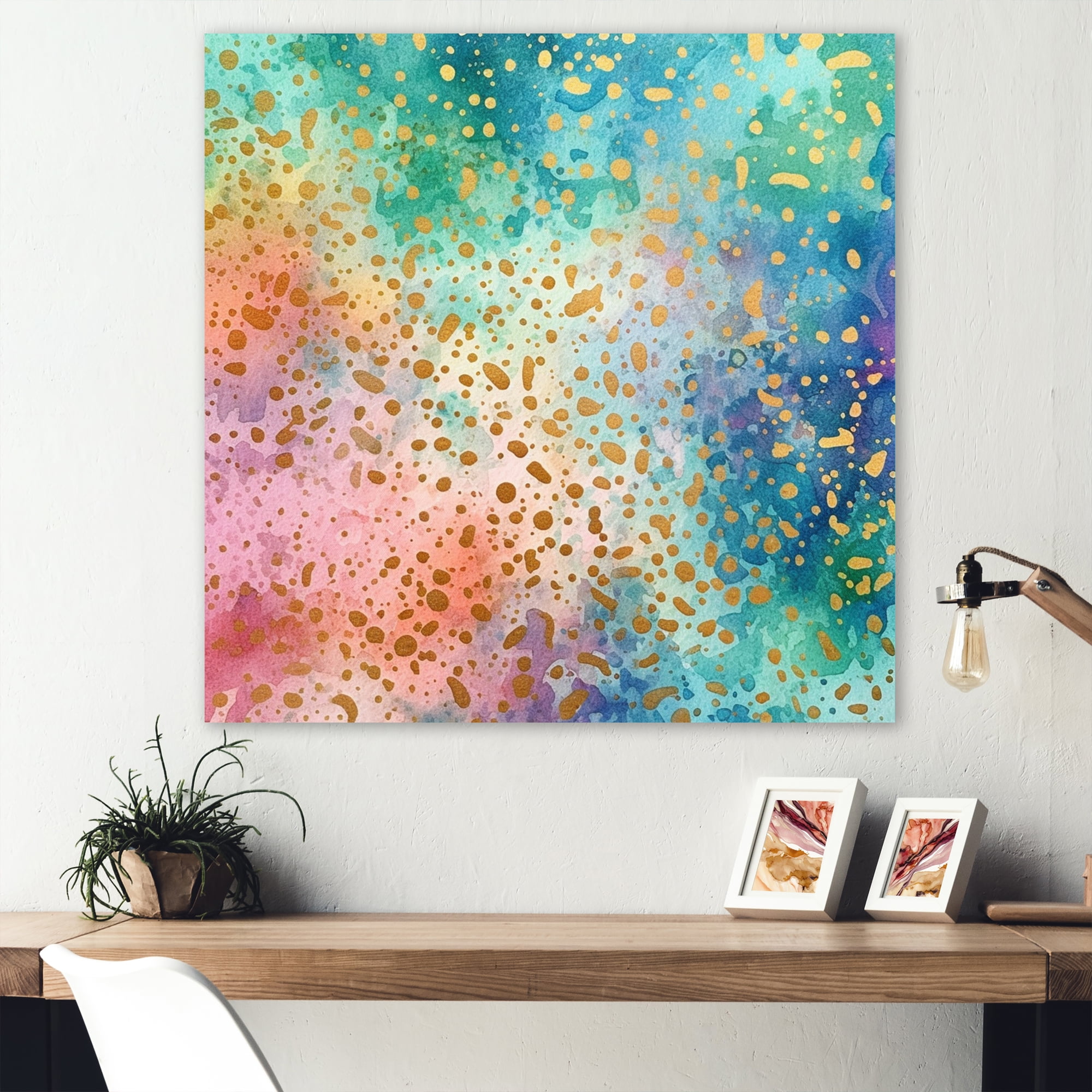Designart "Rhythmic Waters in Green and Gold II" Modern Metal Art Print ...