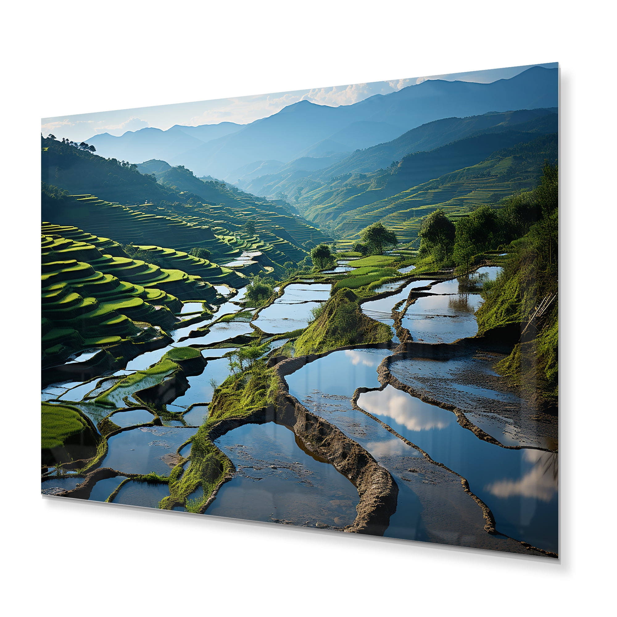Designart "Rice Terraces China Azure painting I" Chinese Metal Art ...