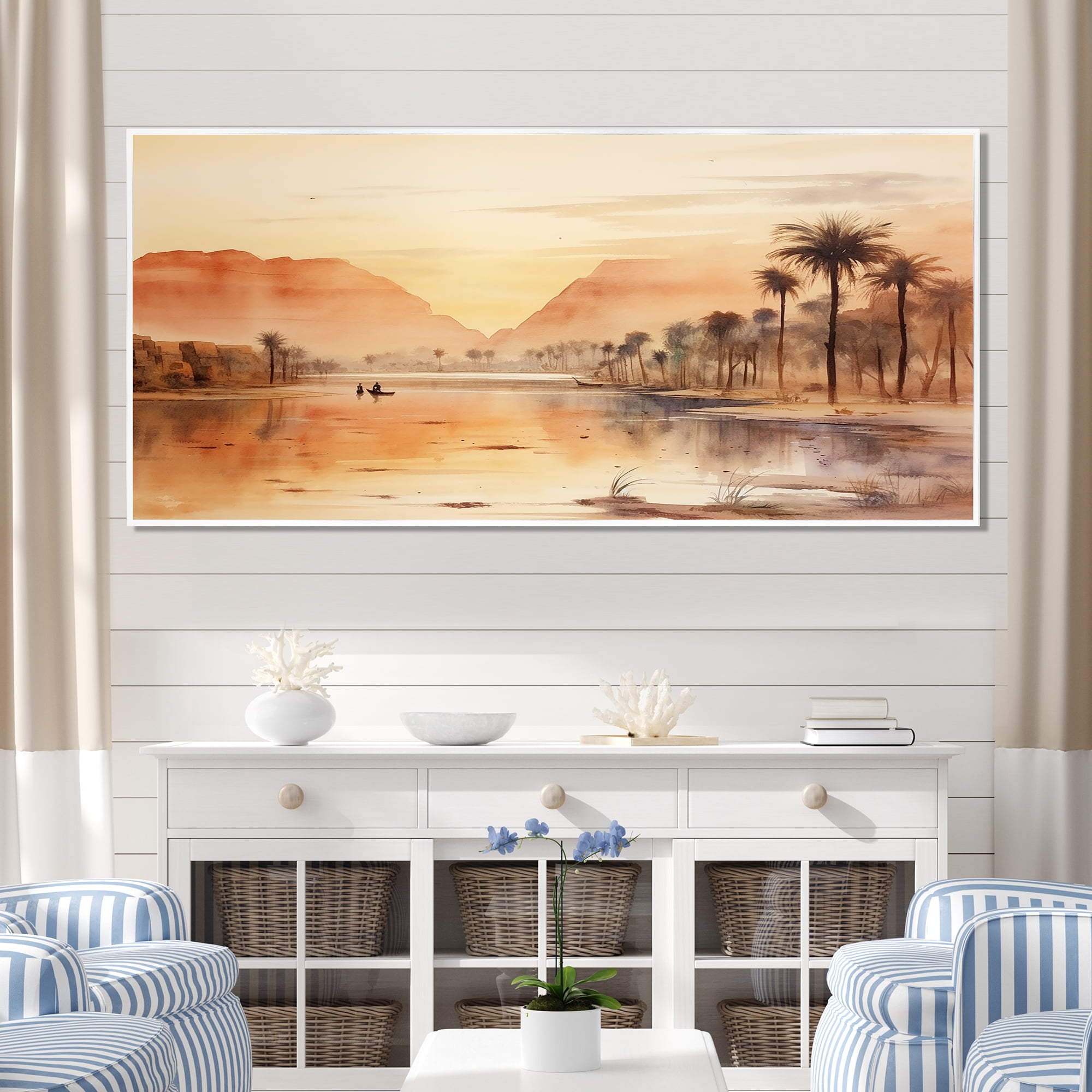Designart "River Journey Ancient Egyptian Landscape" Extra Large ...