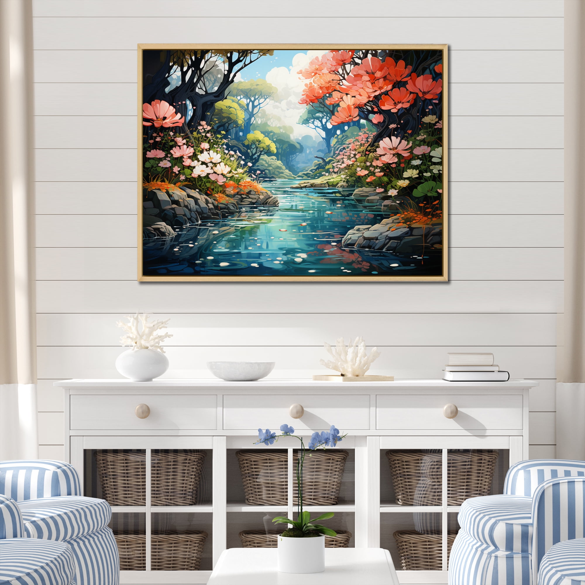 Designart "River Rhapsody Coastal coral underwater Forest art painting ...