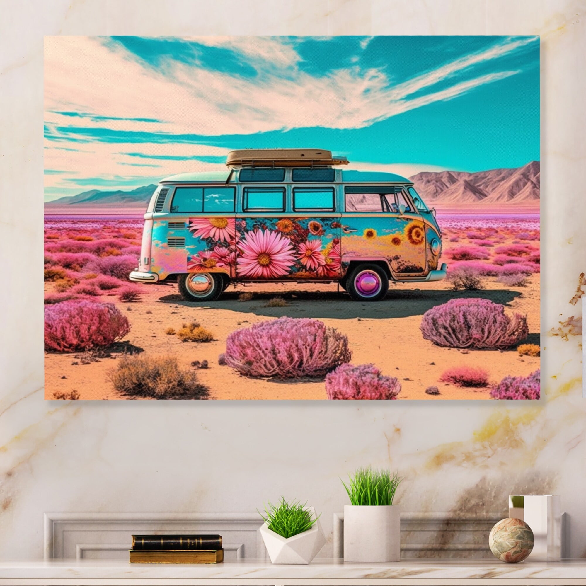 Designart "Roadside Memories Vintage Van III" Retro Car Metal Wall ...