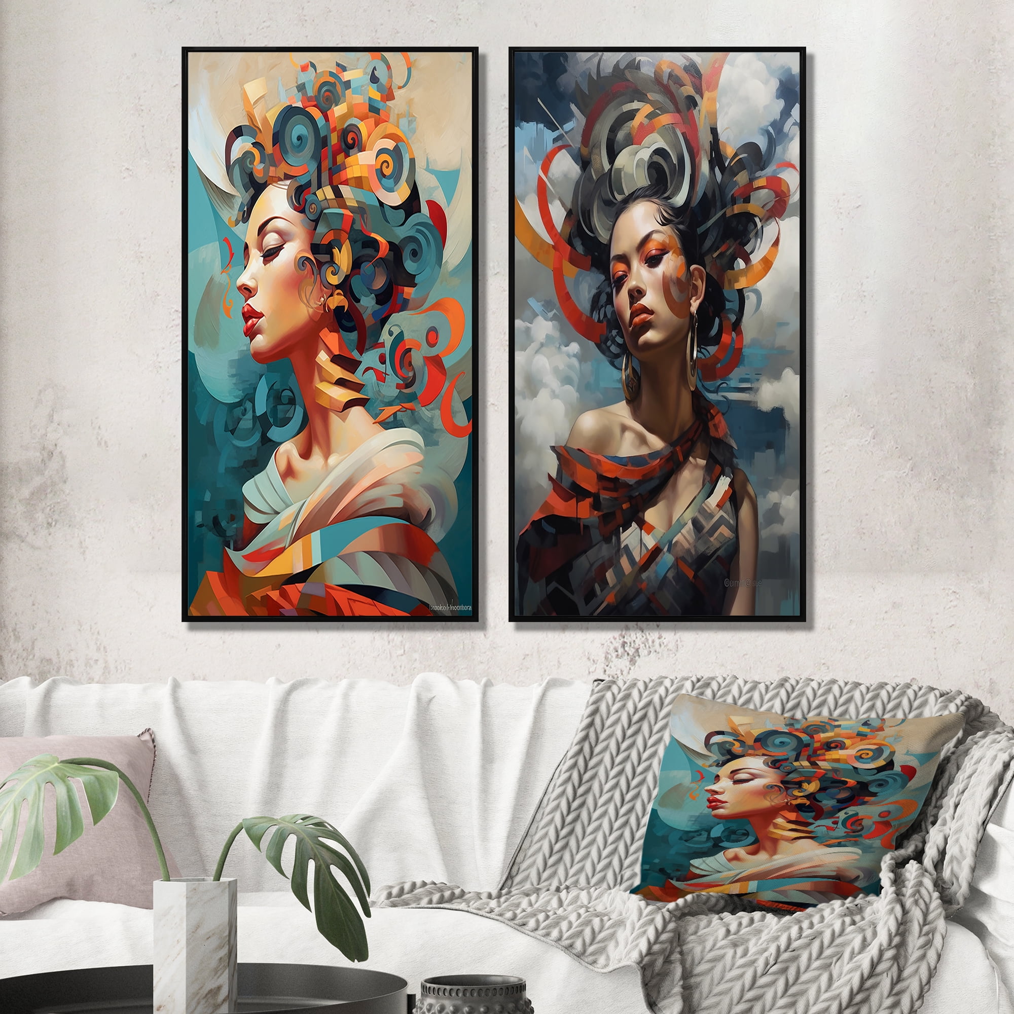 Designart "Roaming Free Women of Wild Spirit II" Fashion Woman Framed ...
