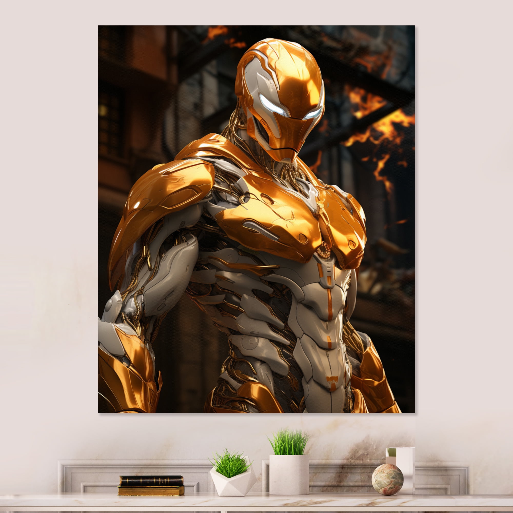 Designart "Robotic Superhero II" Superheros Metal Wall Decor - Walmart.com