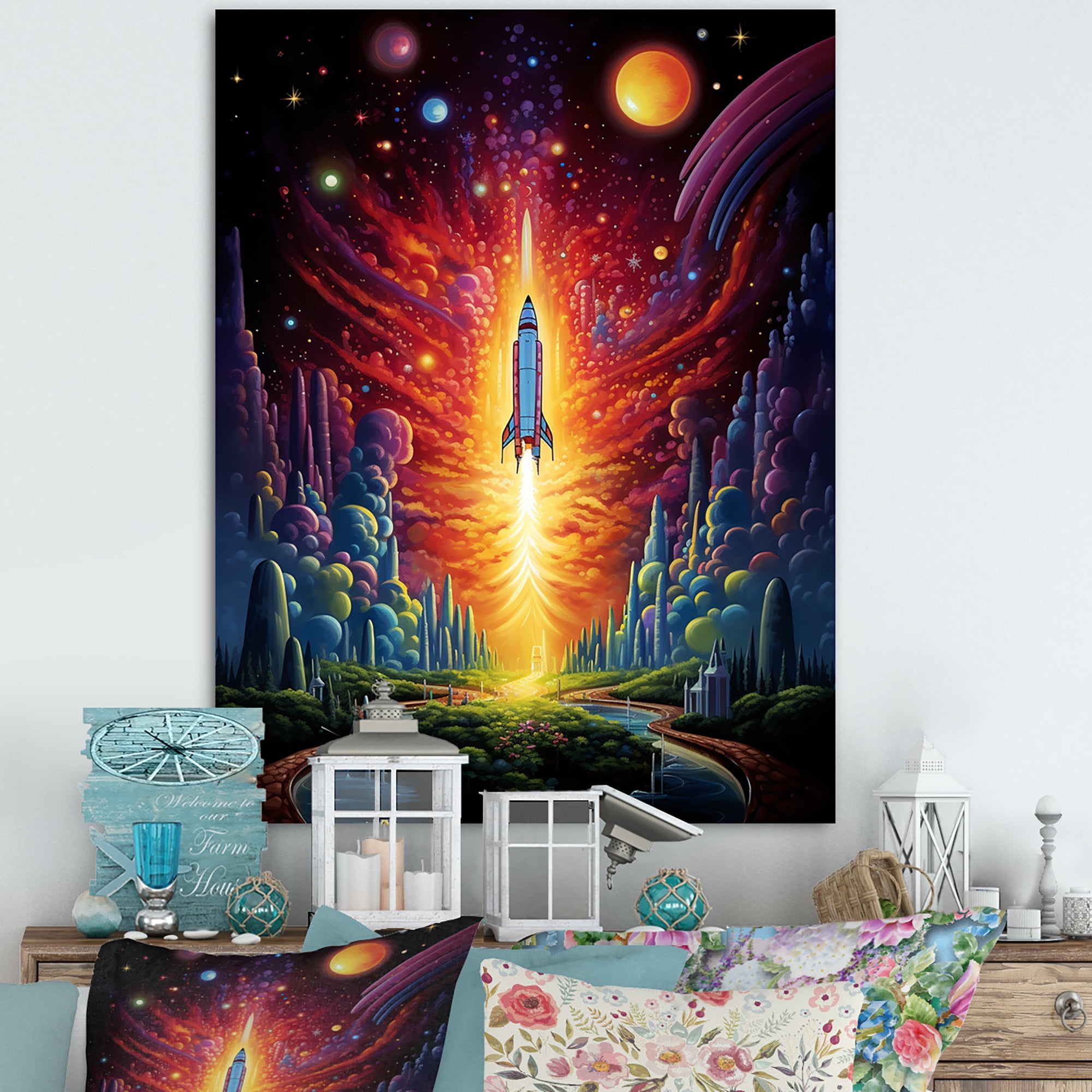 Designart "Rocketship Cosmic Dream " Rocketship Wall Decor - Walmart.com