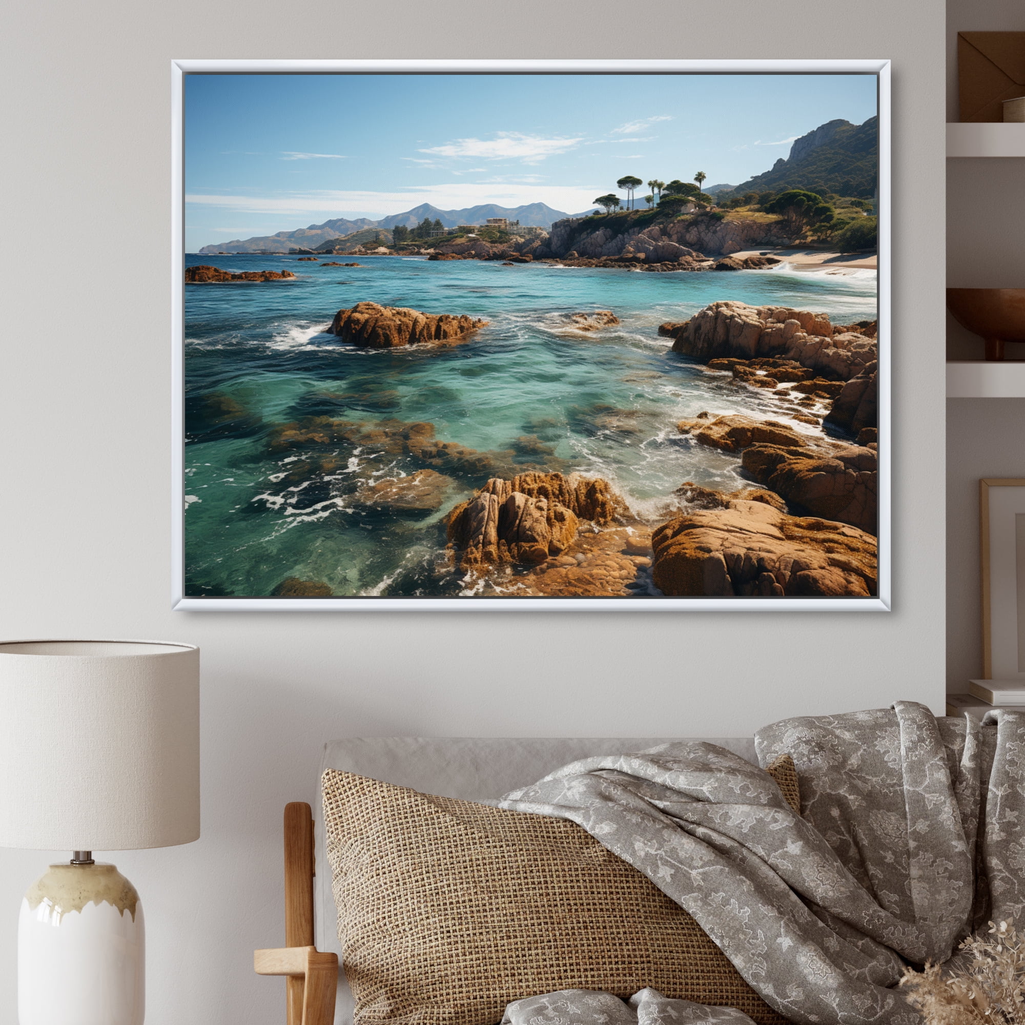 Designart "Rocky Beach Serenity Spain Azure Coastline I" Nautical ...