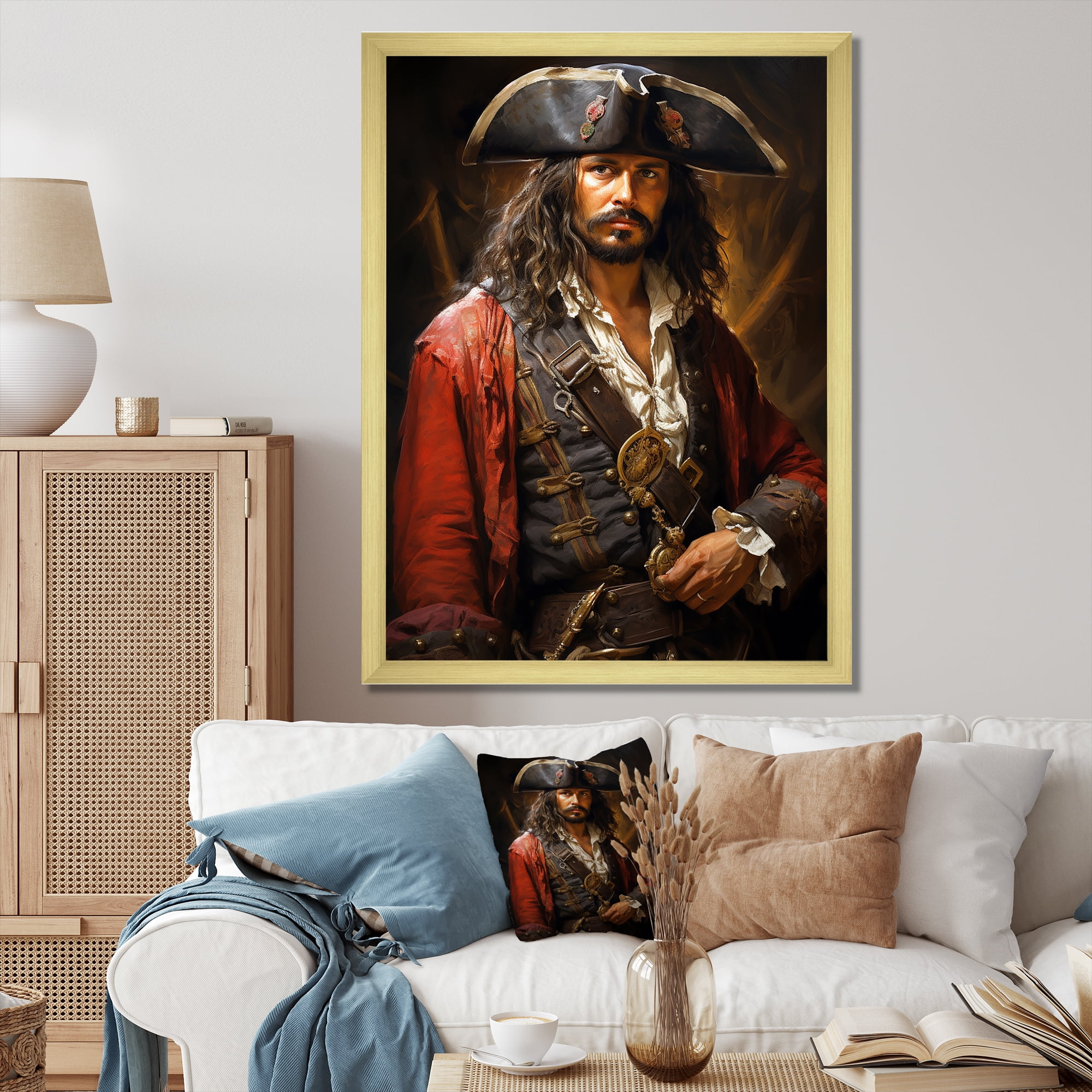 Designart "Rogues in Regalia Pirate Portraits I" Pirate Floater Framed ...