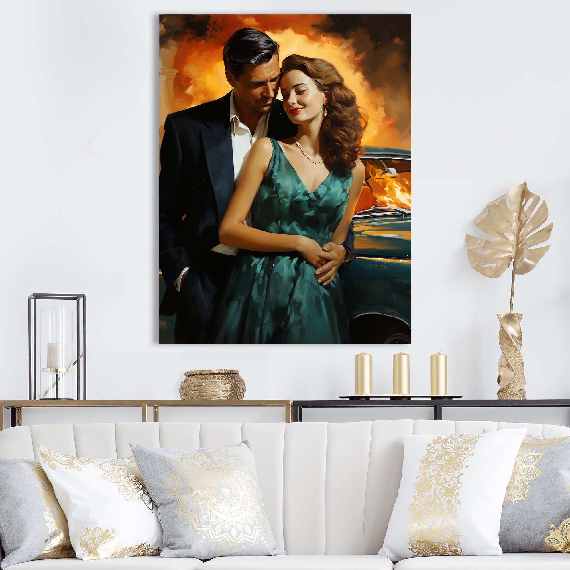 Designart "Romantic Broadway Couple Rendezvous" People Canvas Wall Art ...