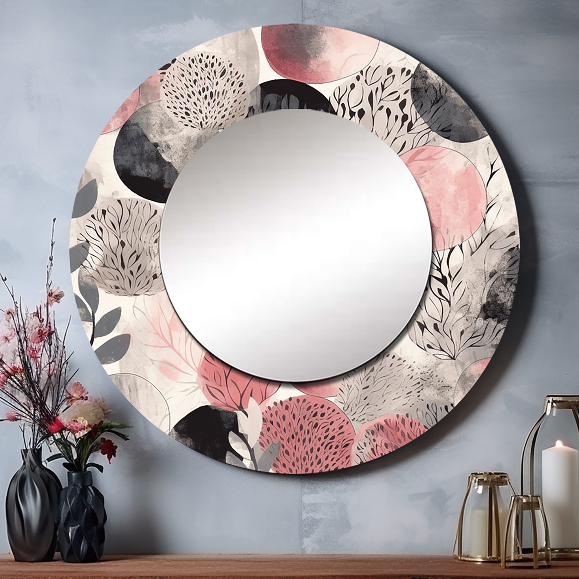 Designart "Rose Drifts in Minimalism" Minimalism Rund Mirror For Wall ...