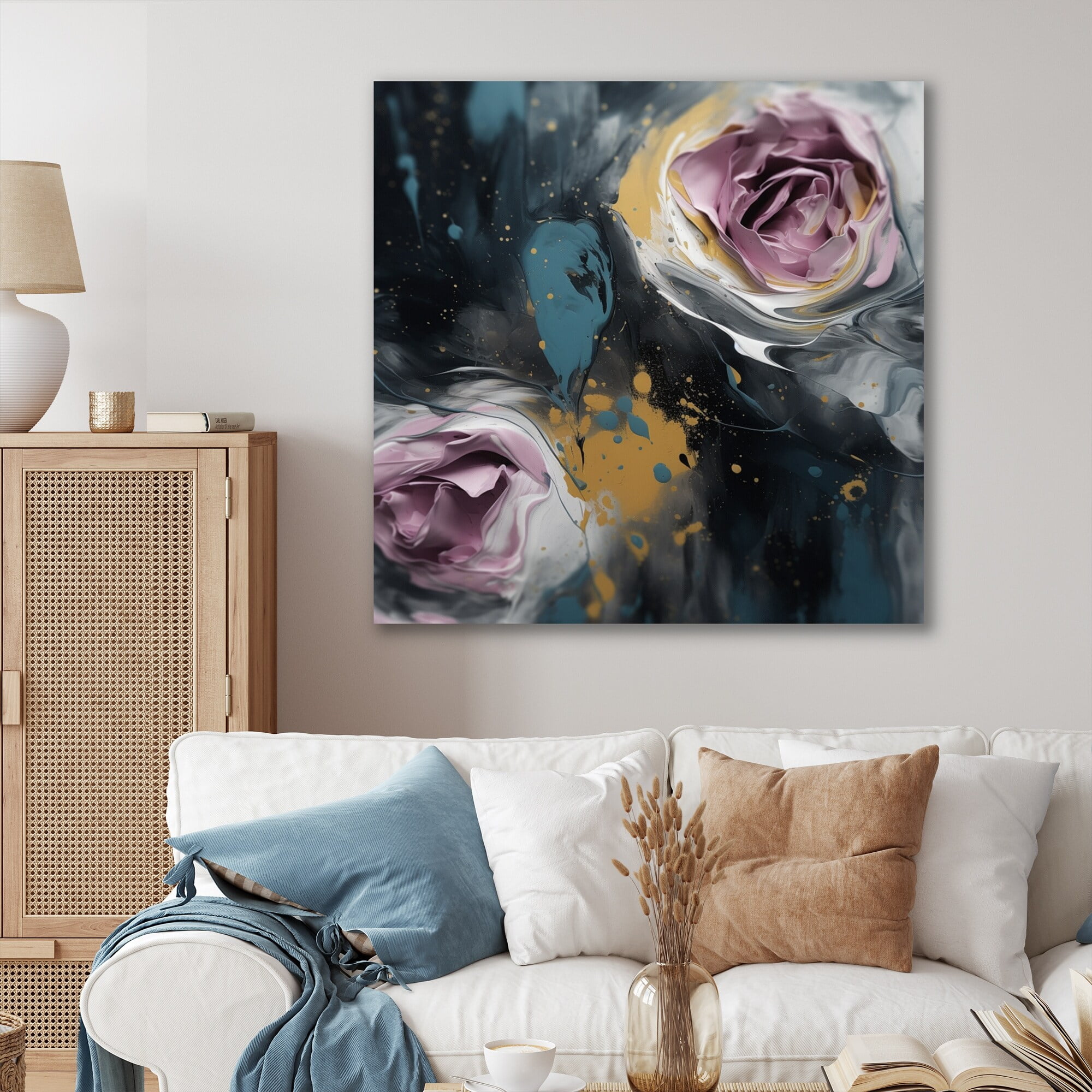 Designart "Rose Symphony Pink I" Floral Rose Metal Wall Art Prints ...