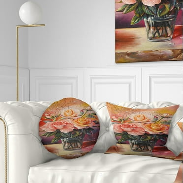 Rizzy Home Decorative Poly Filled Throw Pillow Solid Botanical Petals ...