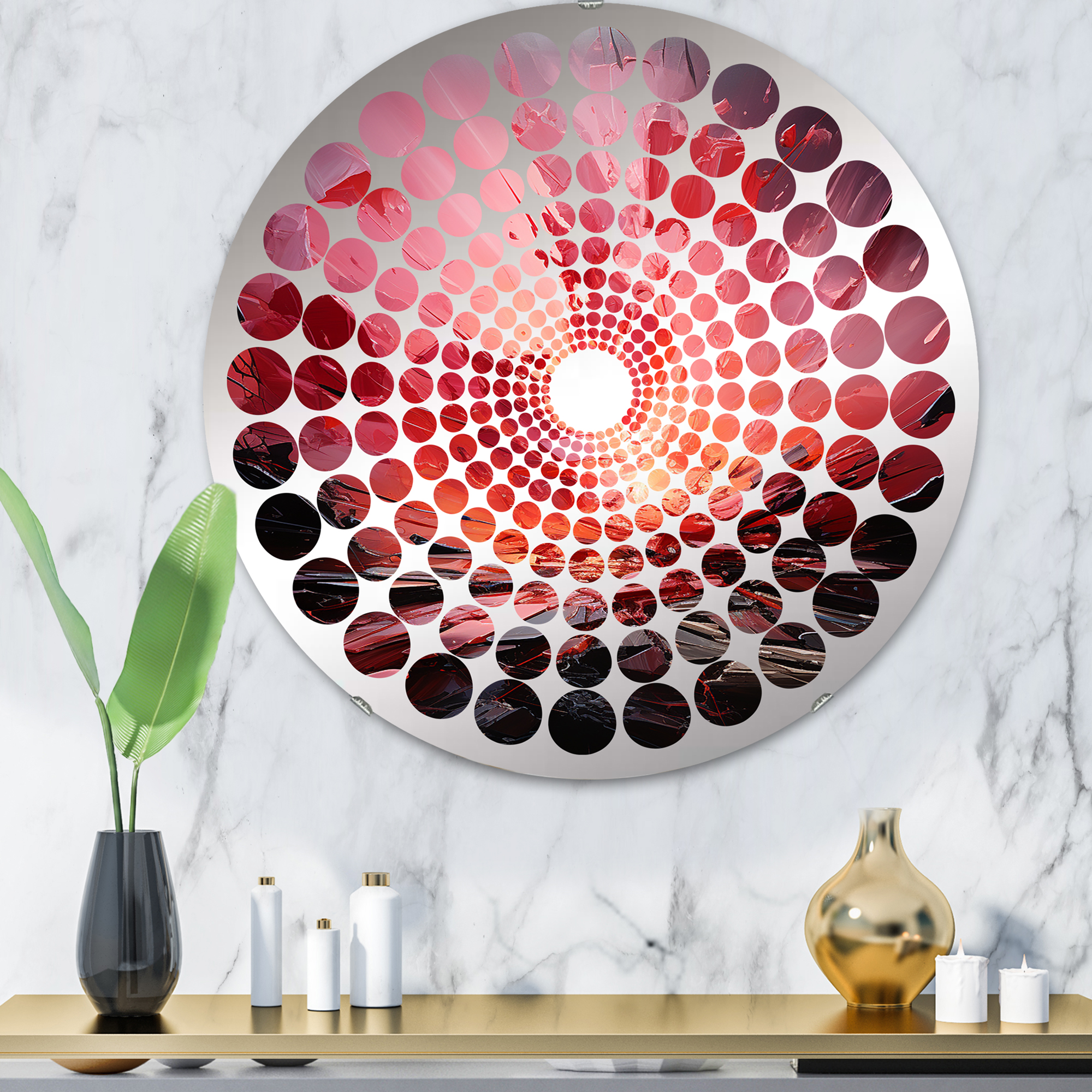 Designart "Ruby Explosion in Fragmented Reality" Abstract Shapes Radial ...