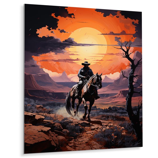 Designart "Rugged Western Cowboy" Western Metal Wall Decor - Walmart.com