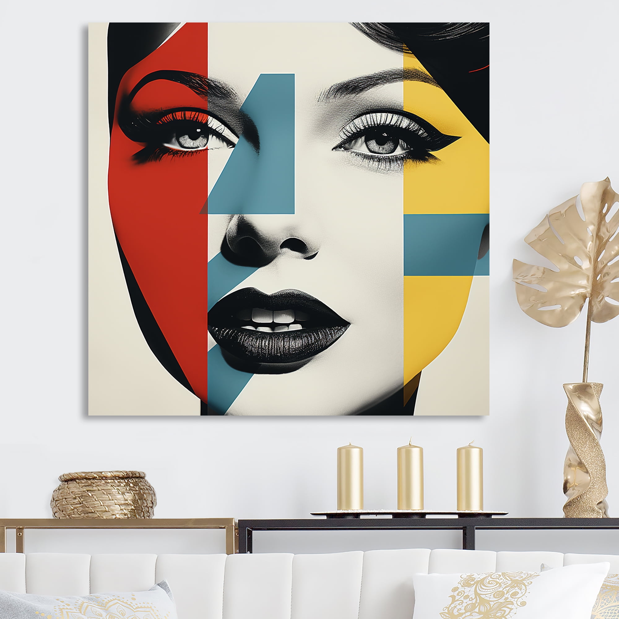 Designart "Runway Woman in Pop Art" Animals Wall Art - Modern Red Raven ...