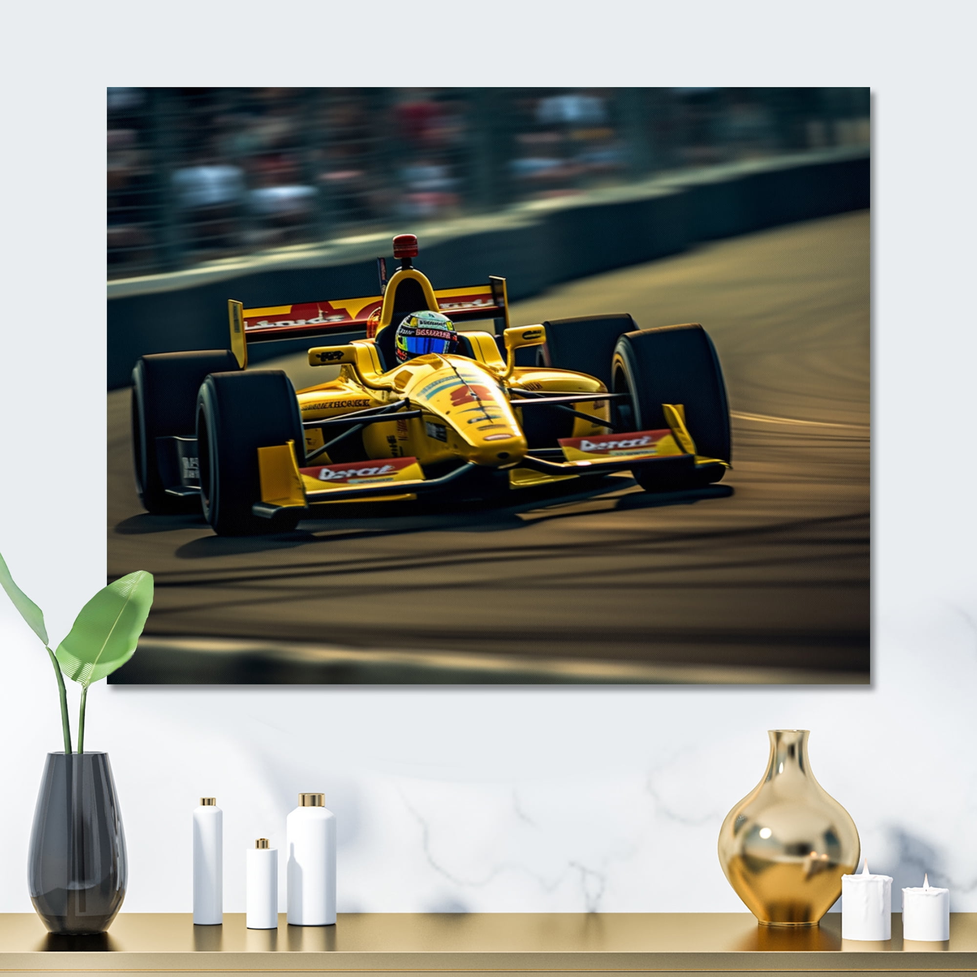 Designart "Rush of Formula Car at Speedway I" Racing Metal Wall Decor ...