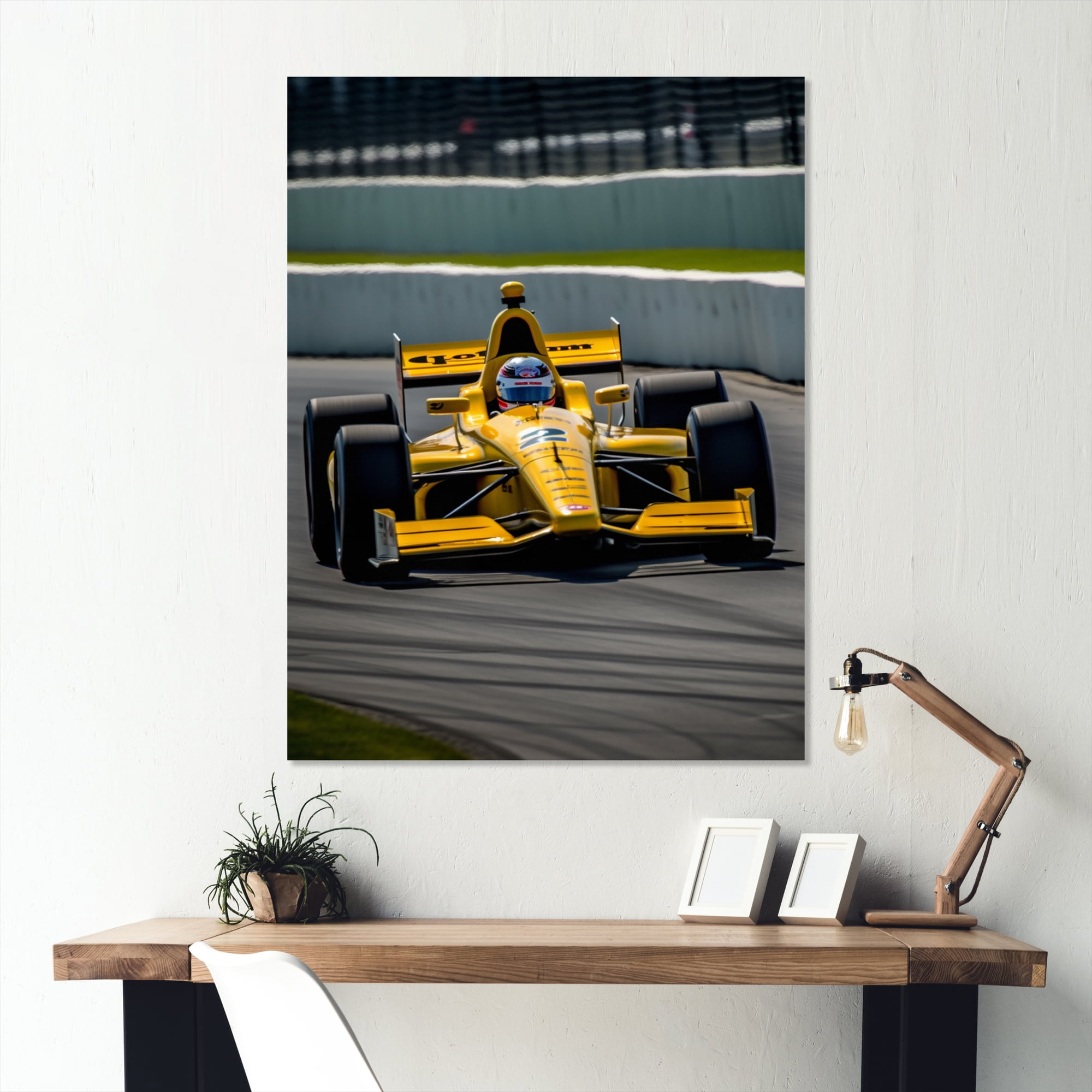 Designart "Rush of Formula Car at Speedway II" Racing Metal Wall Art ...