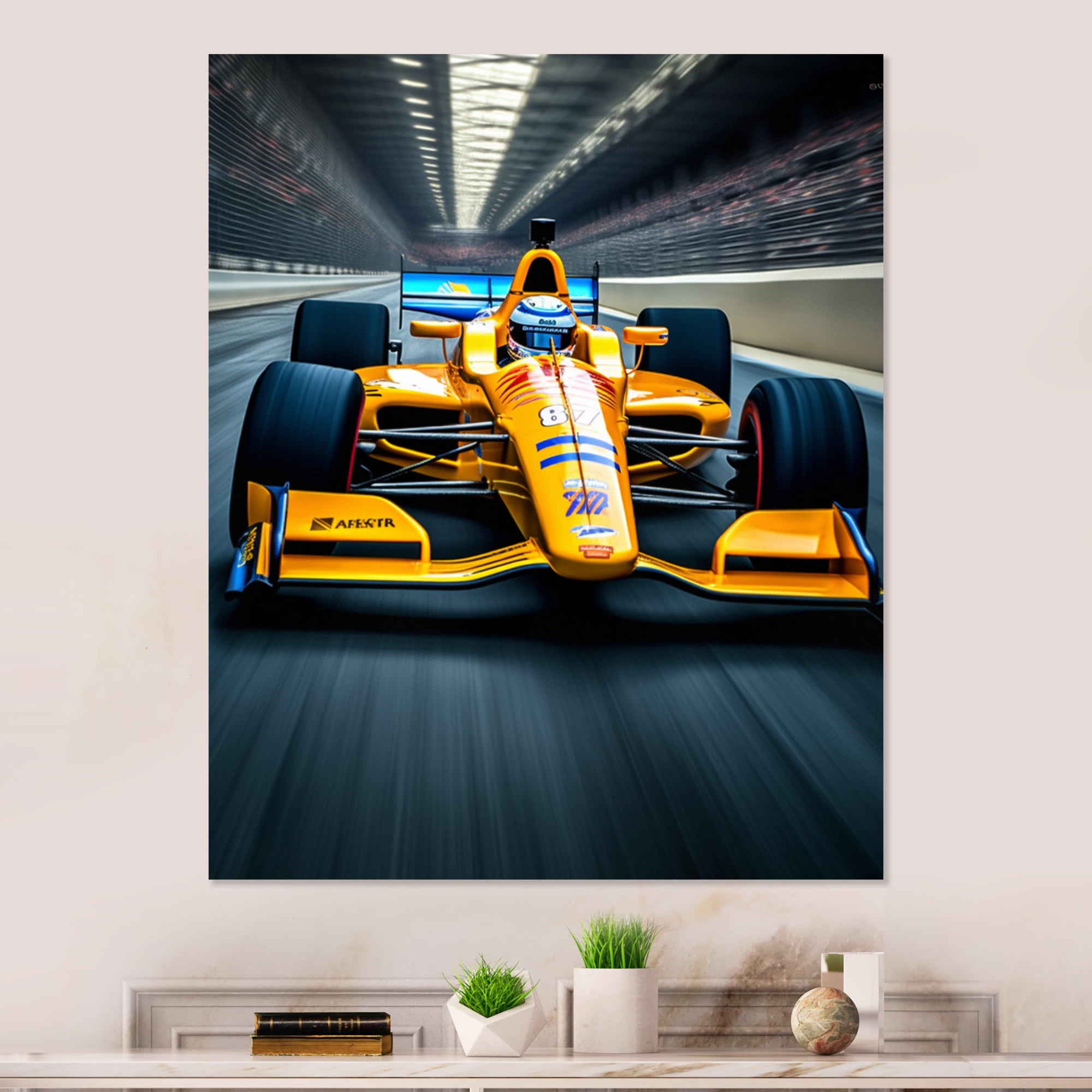 Designart "Rush of Formula Car at Speedway III" Racing Metal Art Print ...