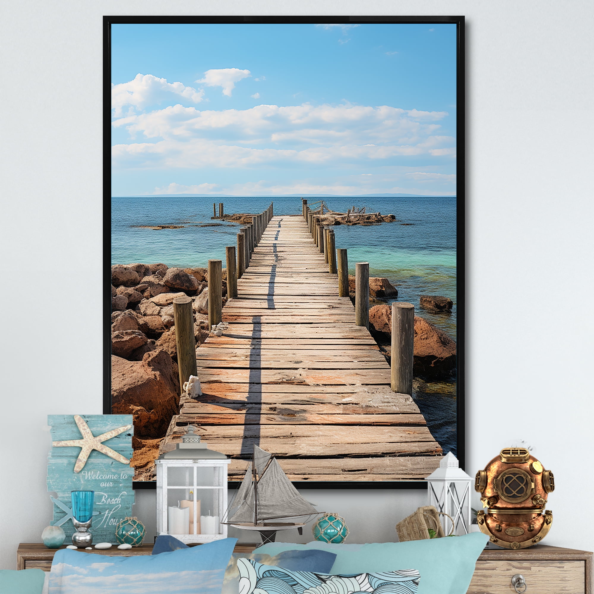 Designart "Rustic Beauty of Piers and Docks II" Nautical & Beach ...
