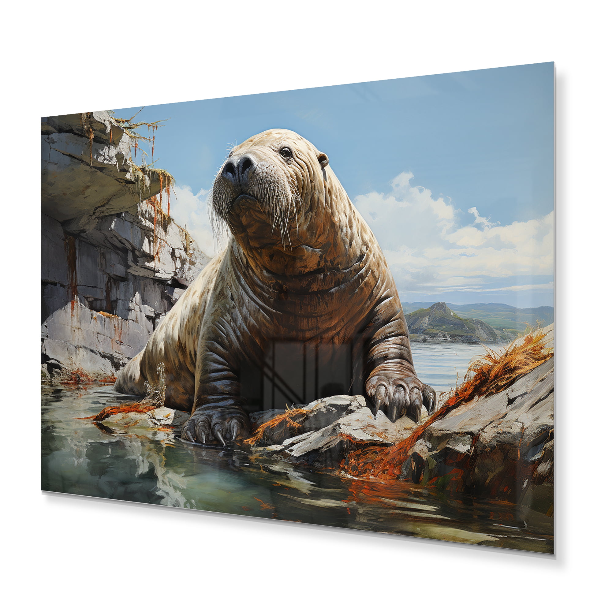 Designart "Rustic Charm of the Arctic Walrus" Walrus Metal Wall Art ...