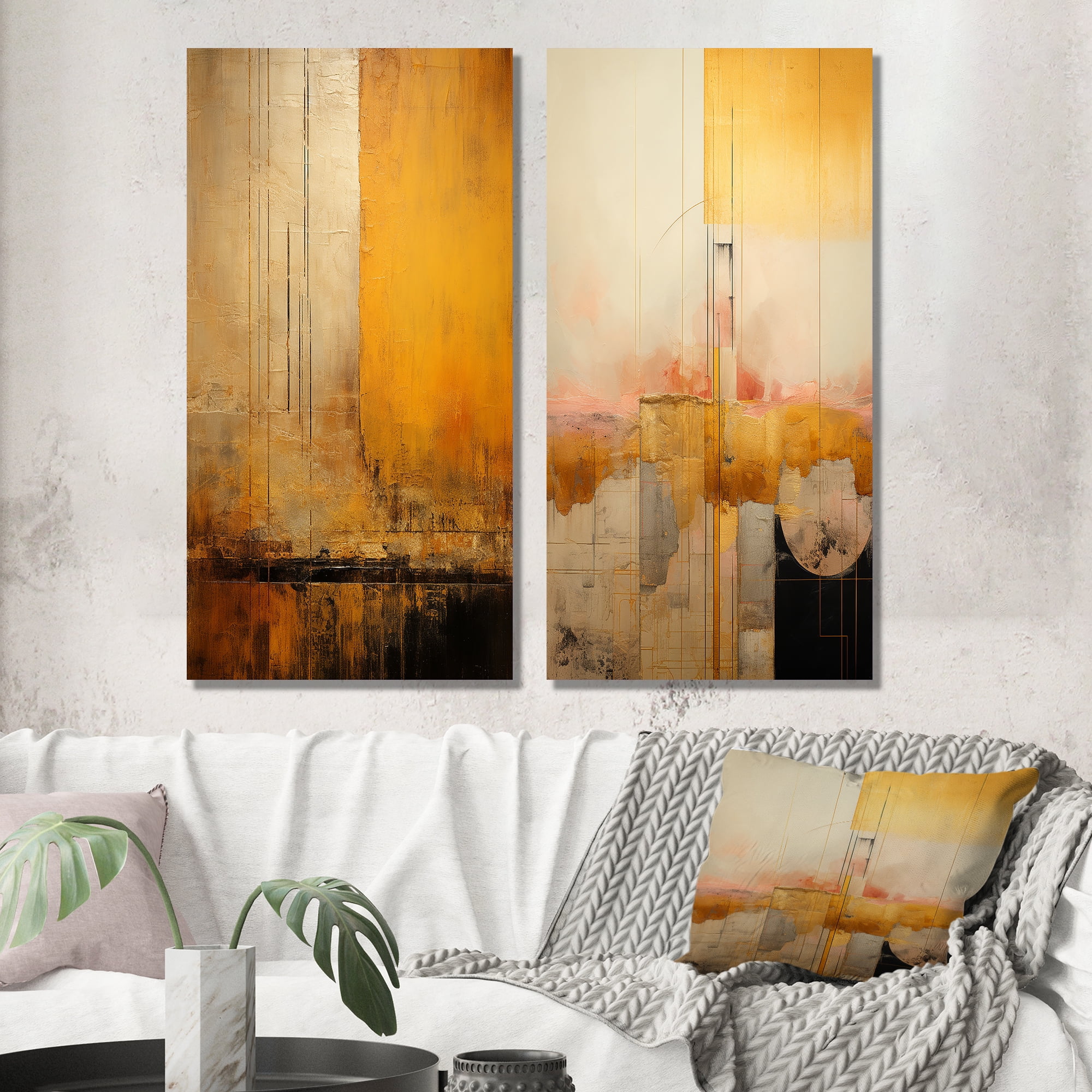 Designart "Rustic Memories of the Full Moon III" Modern Geometric Wall ...