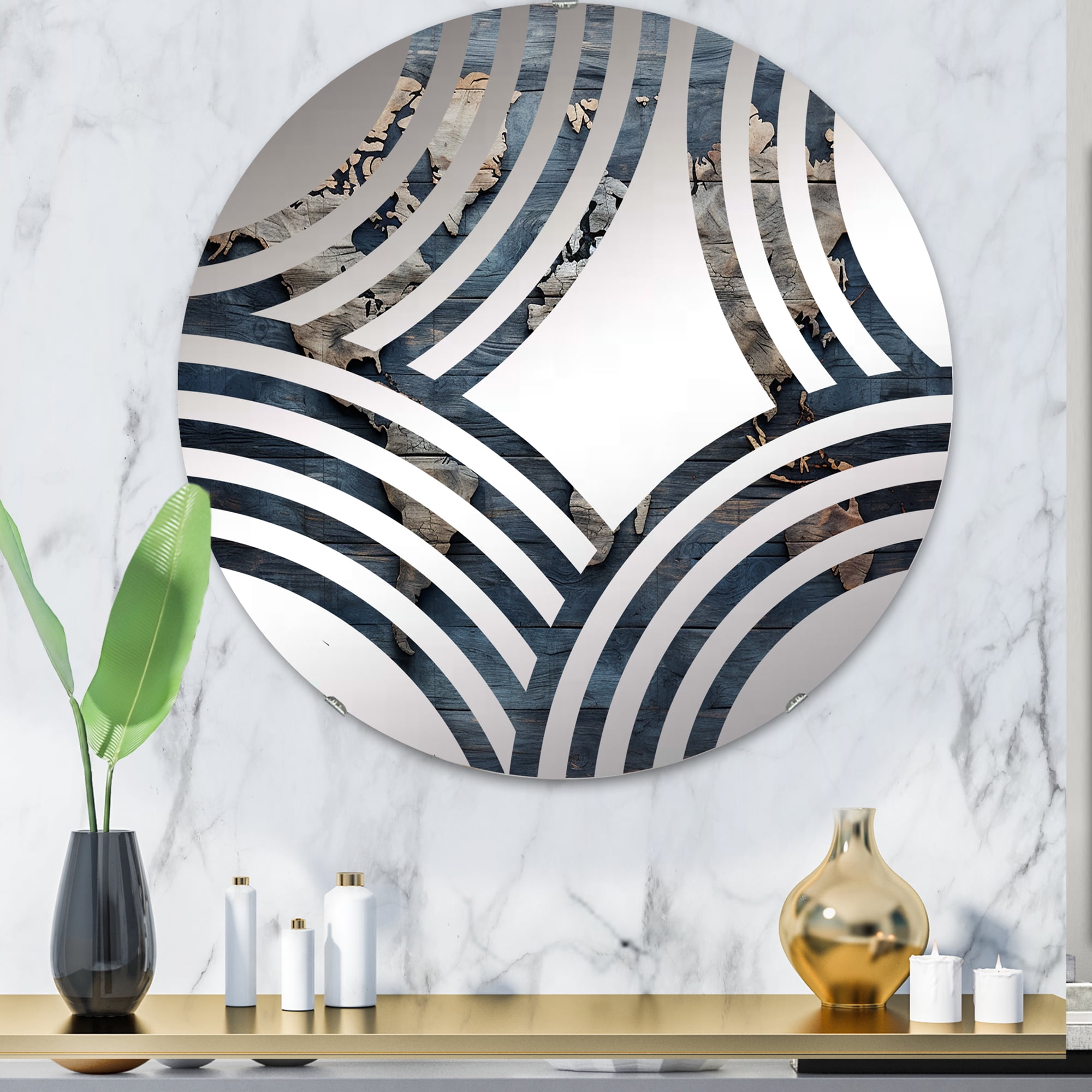 Designart "Rustic Pathways on the World Map II" World Map Baptist Fan ...