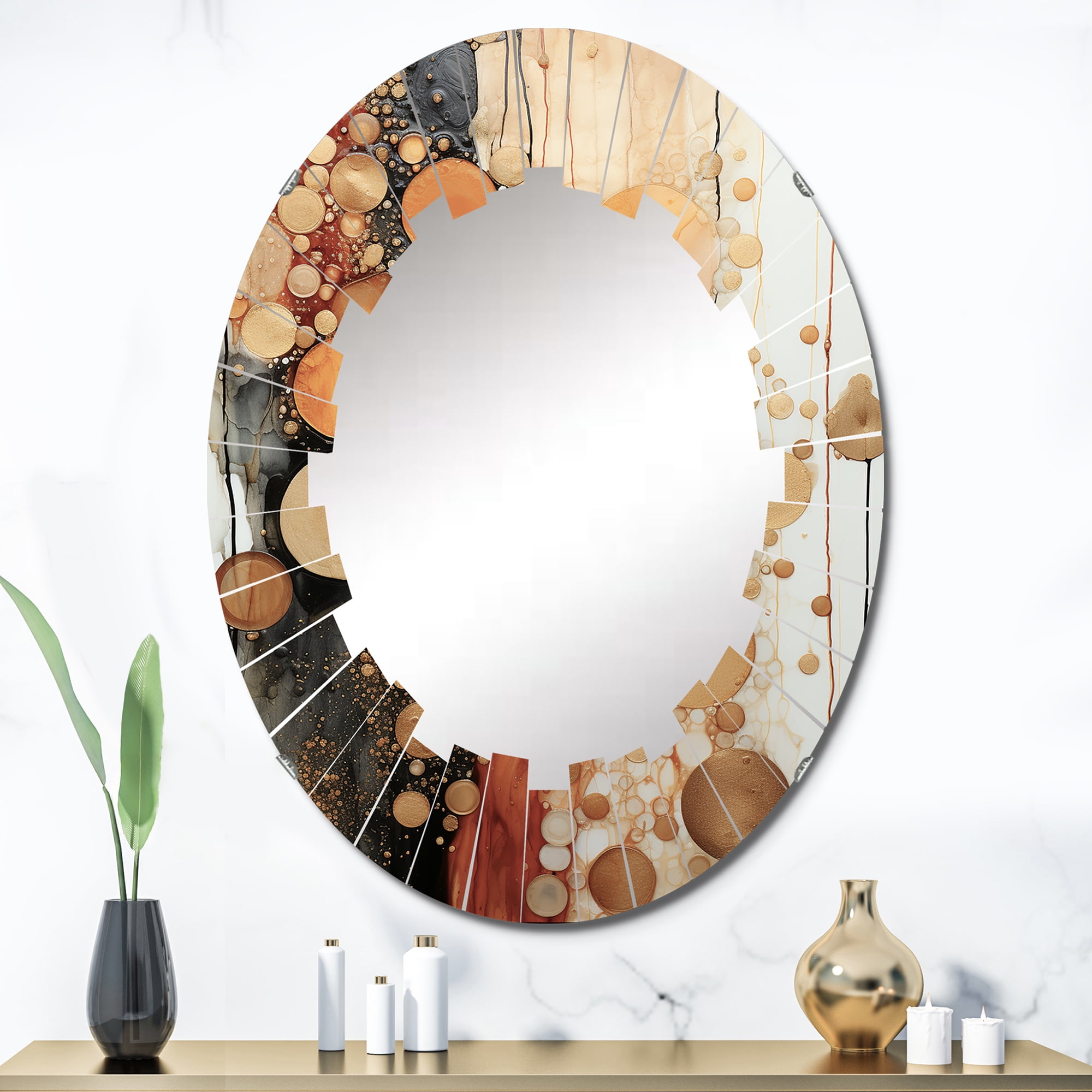 Designart "Rustic Reflections Gold Grey art painting II" Abstract ...