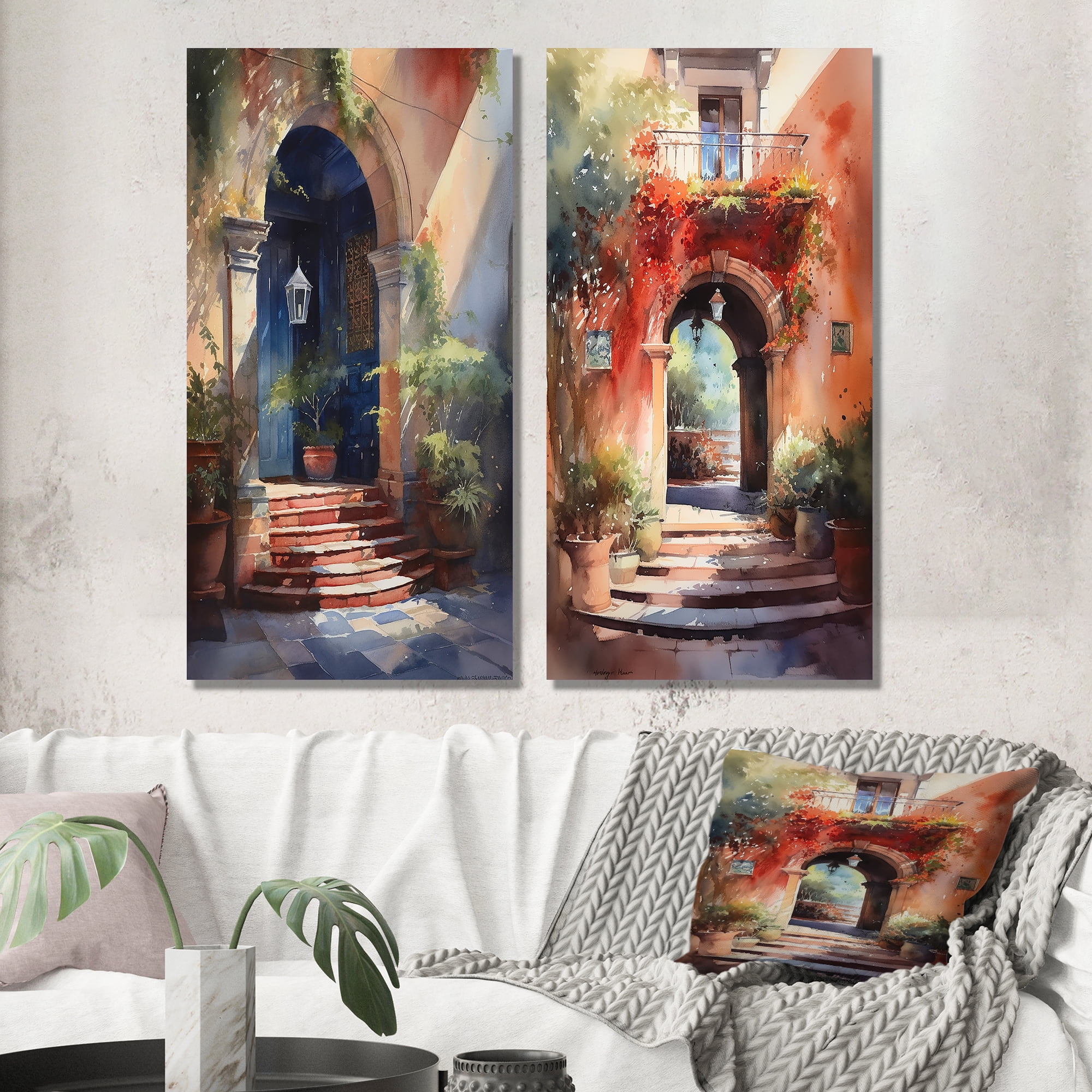 Designart "Rustic Stairway Welcoming Cottage Entry III" Farm Wall Art ...