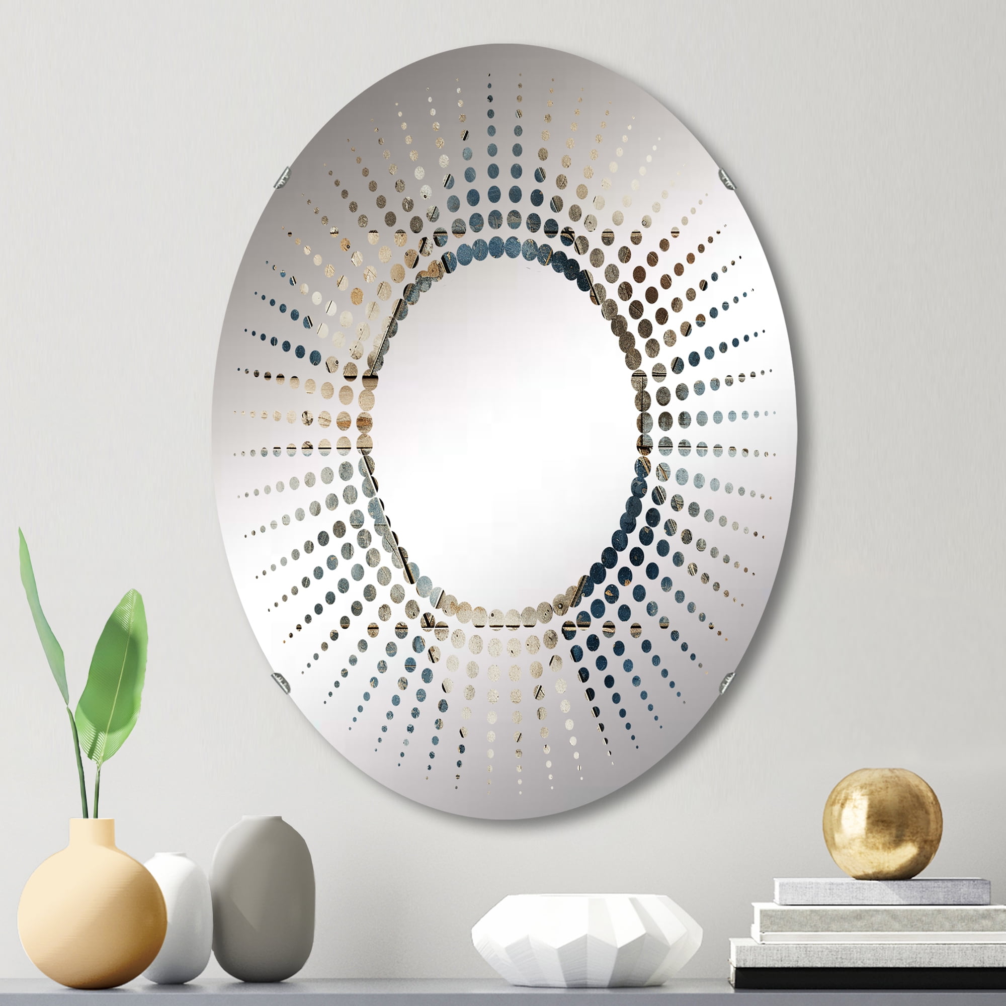 Designart "Rustic Symphony of Cobalt Triangles III" Geometric Starburst ...