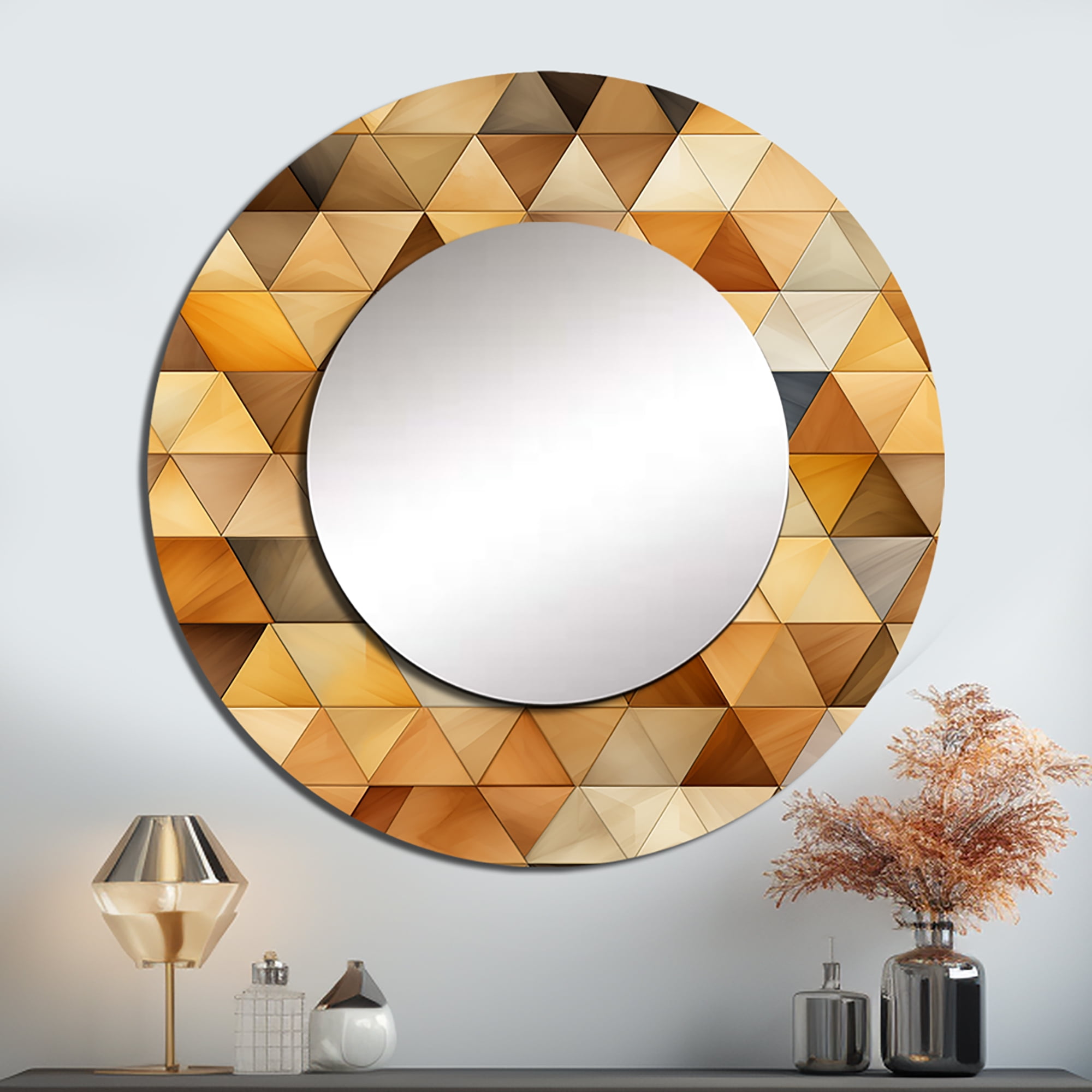 Designart "Rustic Triangular Patterns In Beige And Brown" Geometric ...
